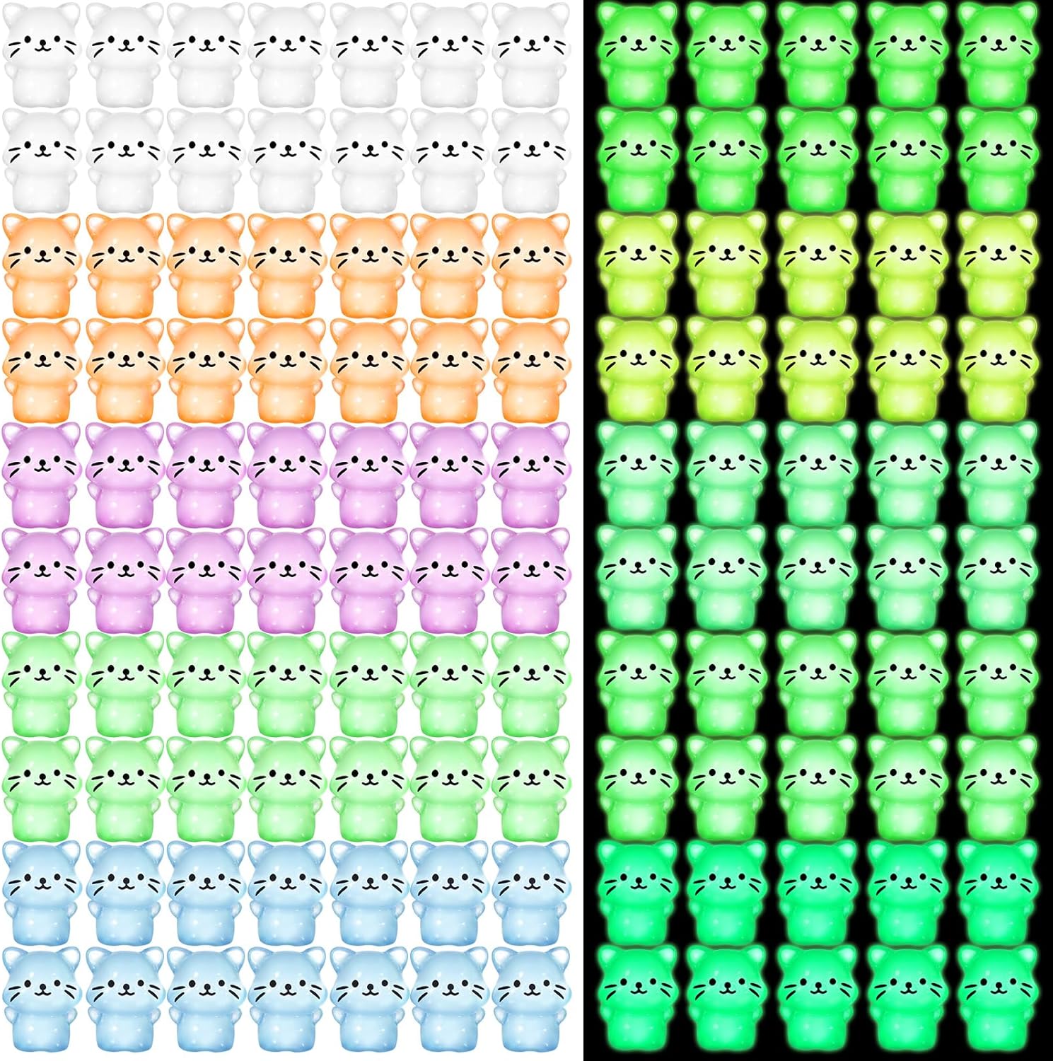 Amazon.com: Suzile 60 Pcs Luminous Miniature Cat Figurines Resin Cute ...
