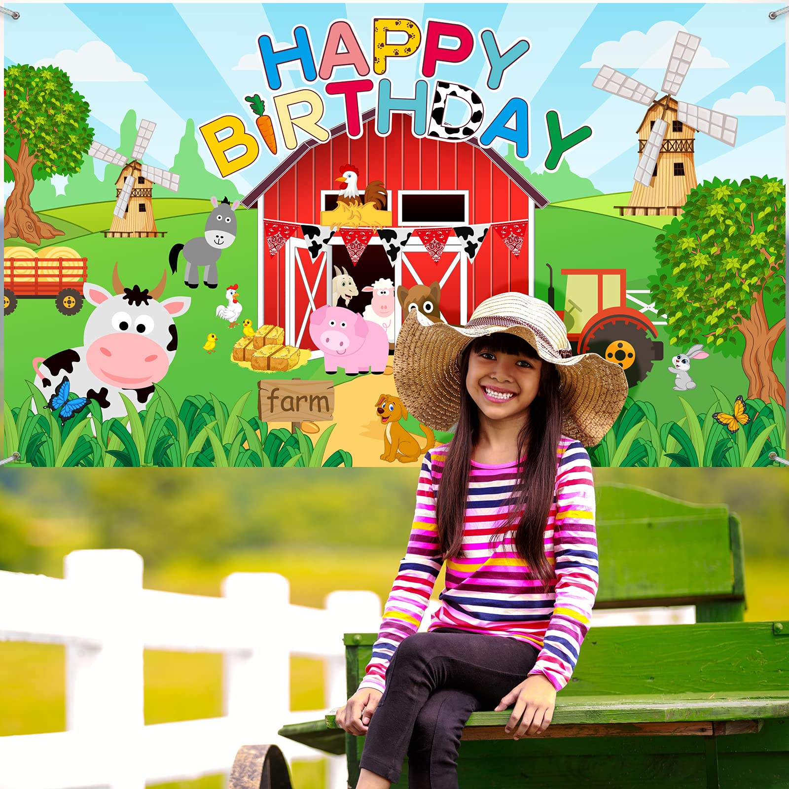 Buy Farm Birthday Party Supplies Farm Animal Birthday Party Backdrop ...