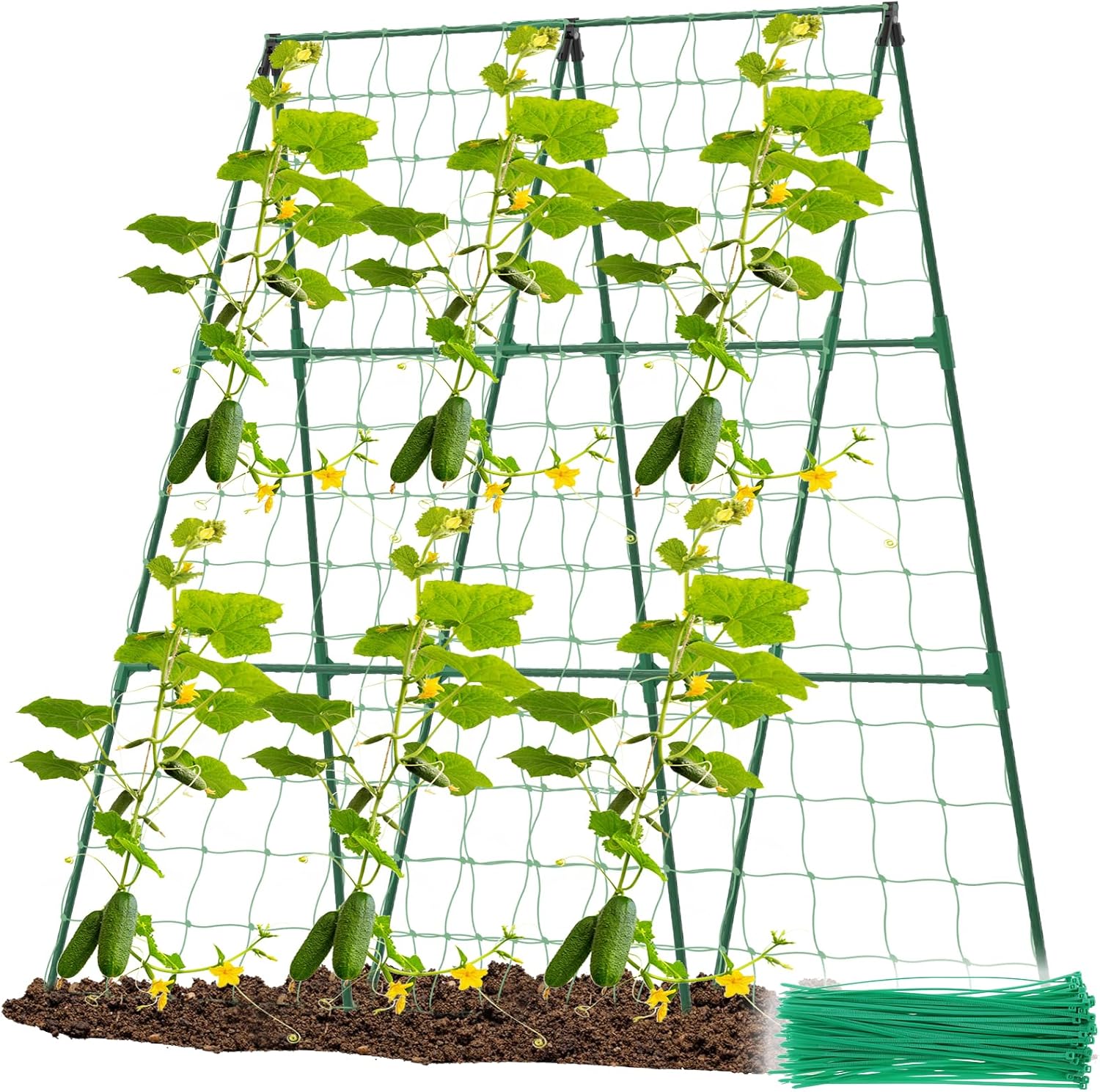 Garden Cucumber Trellis, A-Frame Climbing Vegetable Grow Support Stand ...