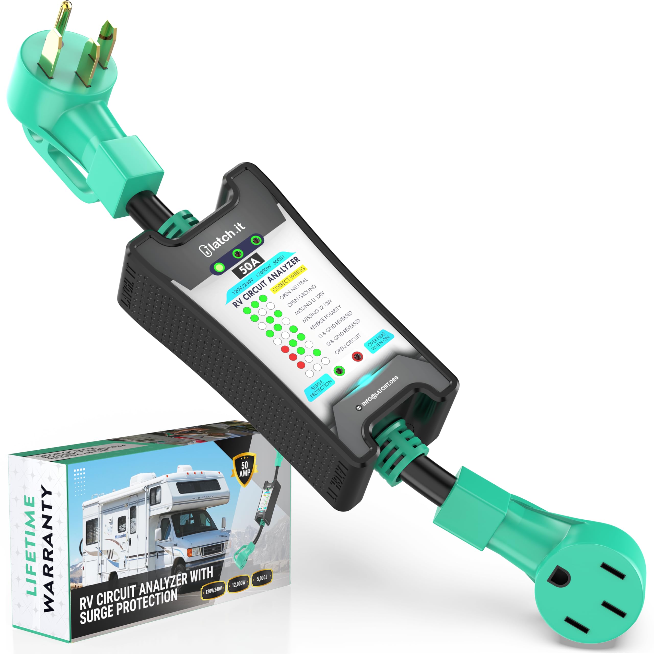 Amazon.com: LATCH.IT 50 Amp RV Surge Protector | RV Surge Protector 50 ...