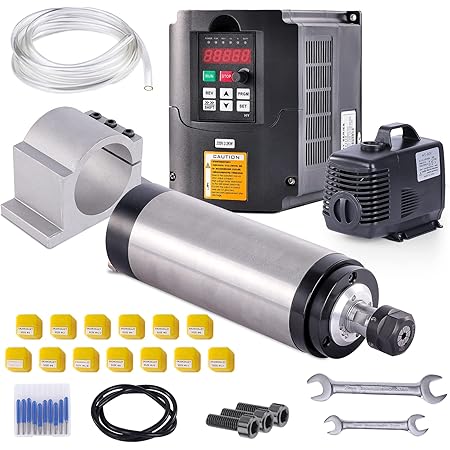 CNC Spindle Motor Kits, 220V 2.2KW 80mm Water Cooled Spindle Motor CNC motor +220V 2.2KW VFD ...