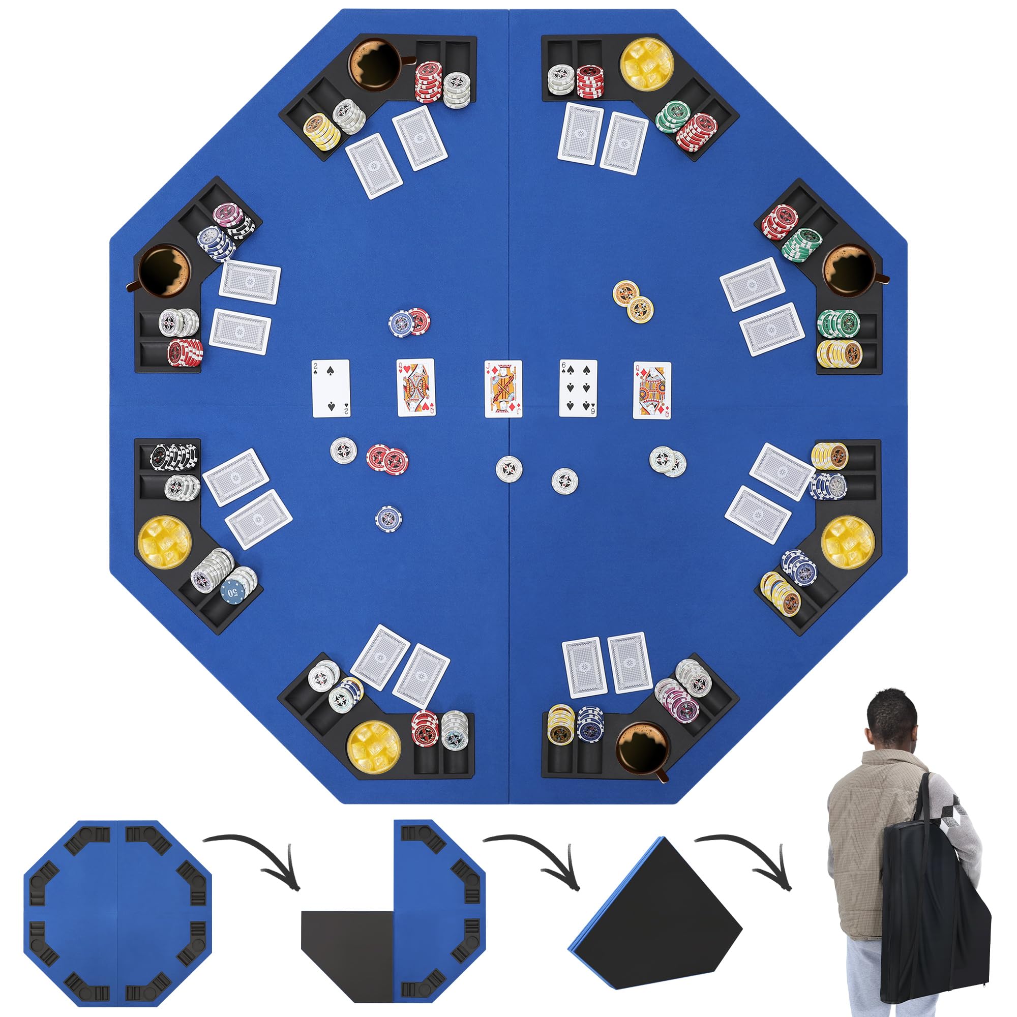 Amazon.com: Murago 48' Portable Poker Table Top, Foldable Board Game ...
