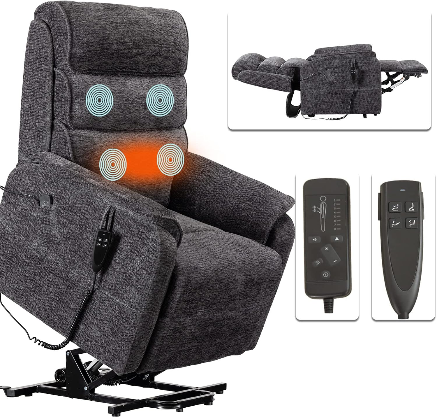 Amazon.com: Lay Flat Recliner Chair Sleeping Dual OKIN Motor Lift Chair Recliners for Elderly ...