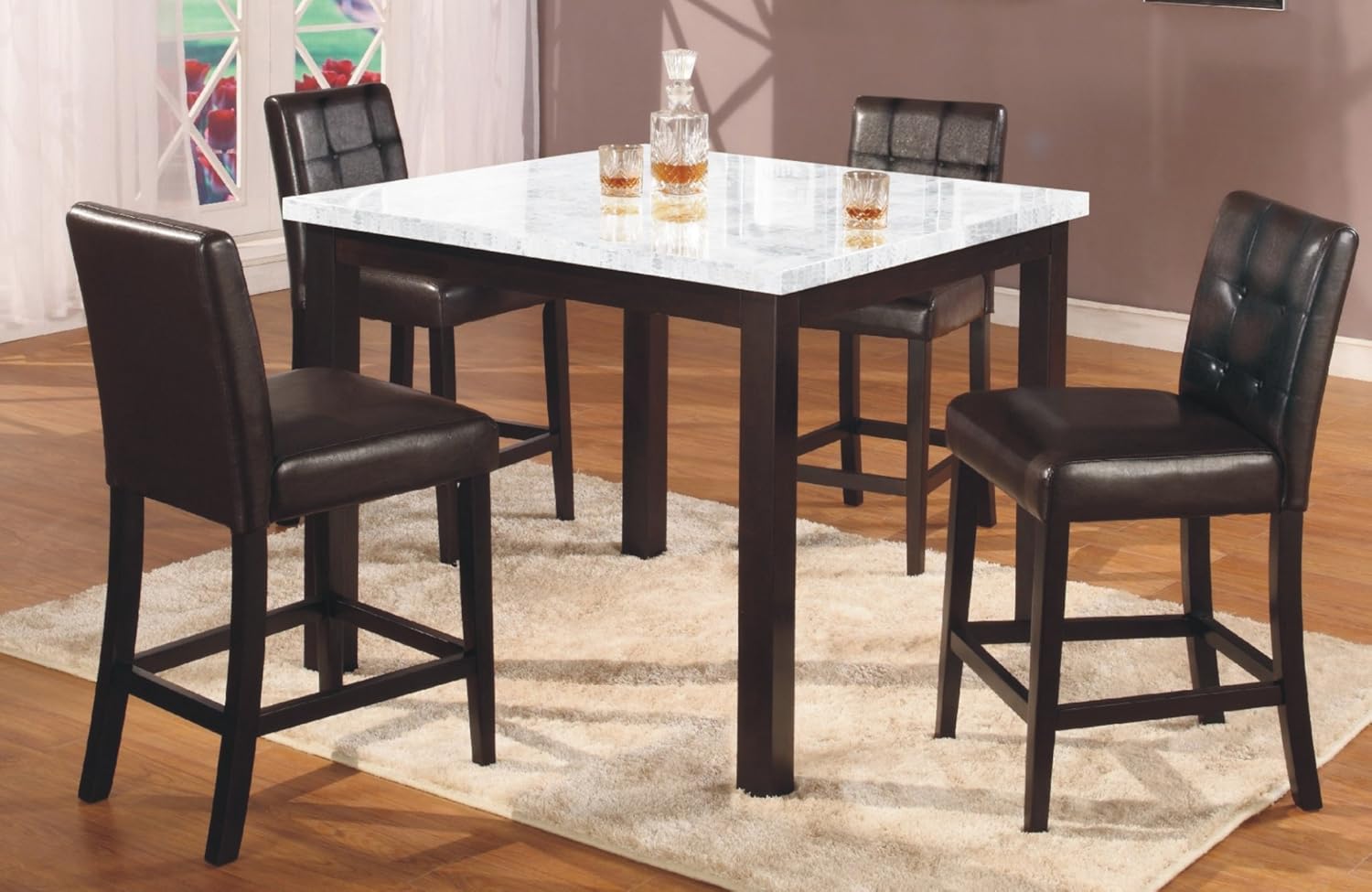 Amazon.com - GTU Furniture 5Pc Counter Height Table with Faux Marble ...