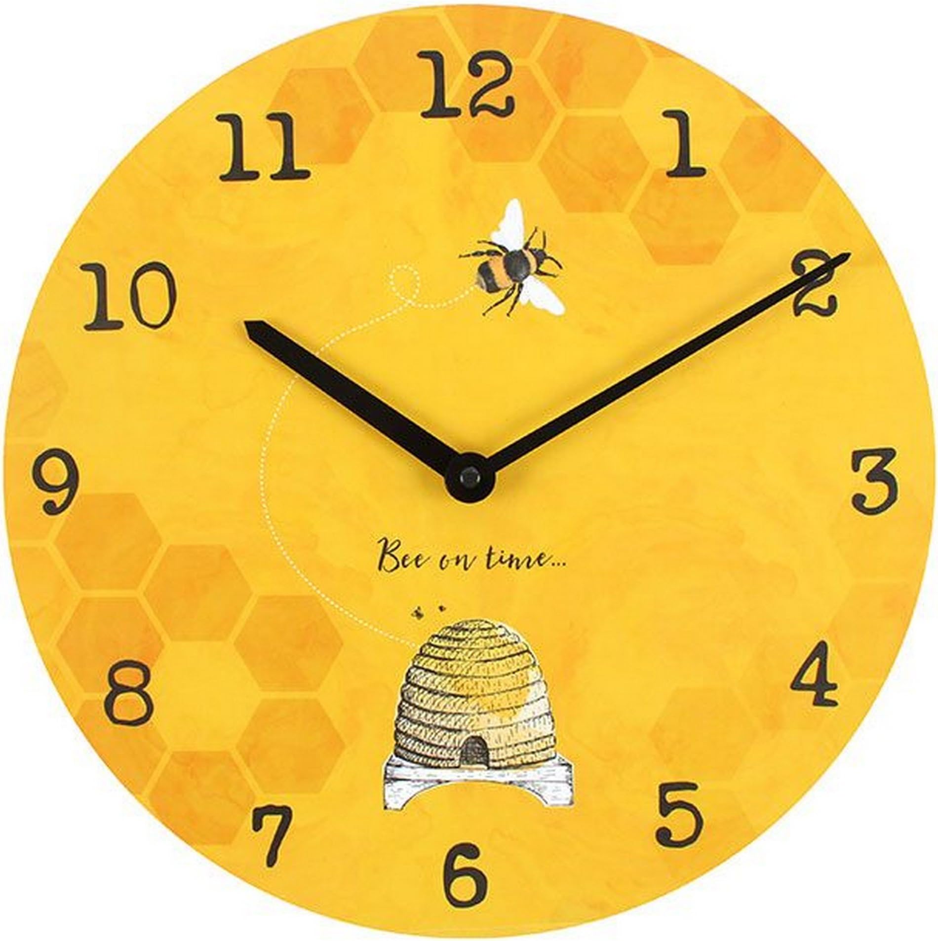 Brown & Ginger 'Bee On Time' 34cm Bee Bright Warm Sunshine Yellow Wall ...