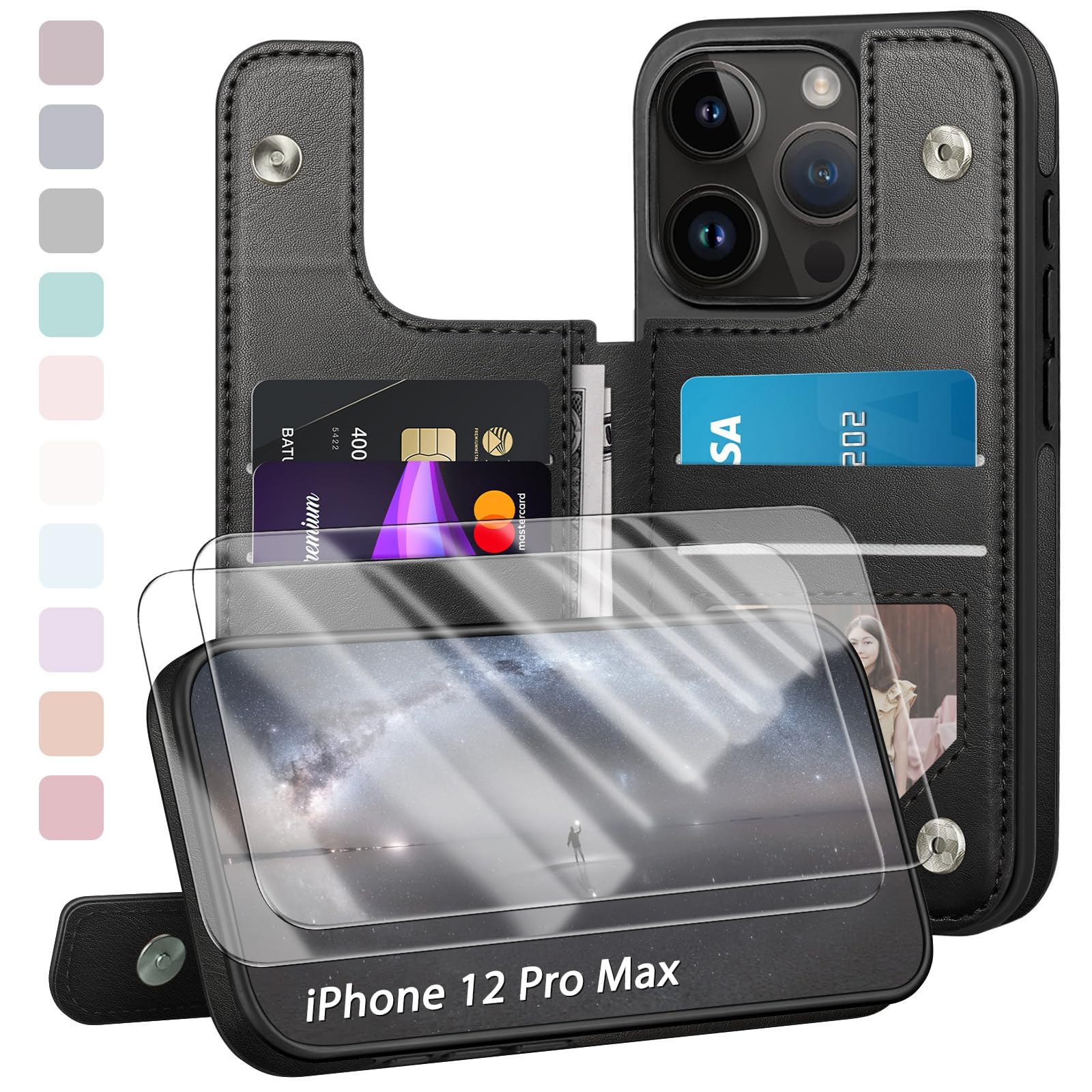 Amazon.com: Designed for iPhone 12 Pro Max Case Wallet, Card Holder ...