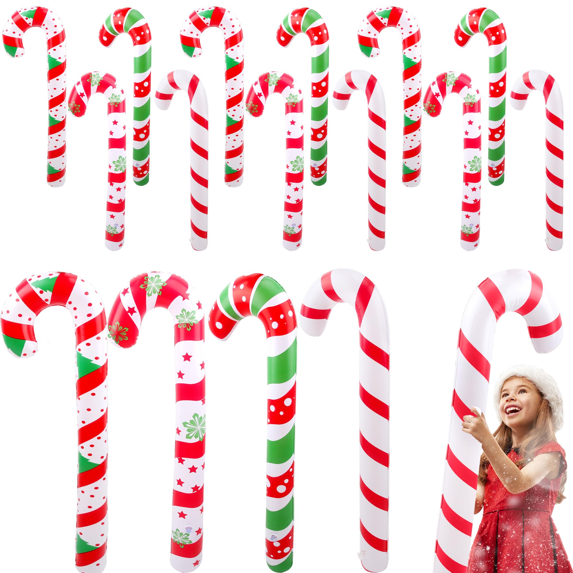 Amazon.com: Haconba 16 Pieces Inflatable Candy Canes Decorations Candy ...