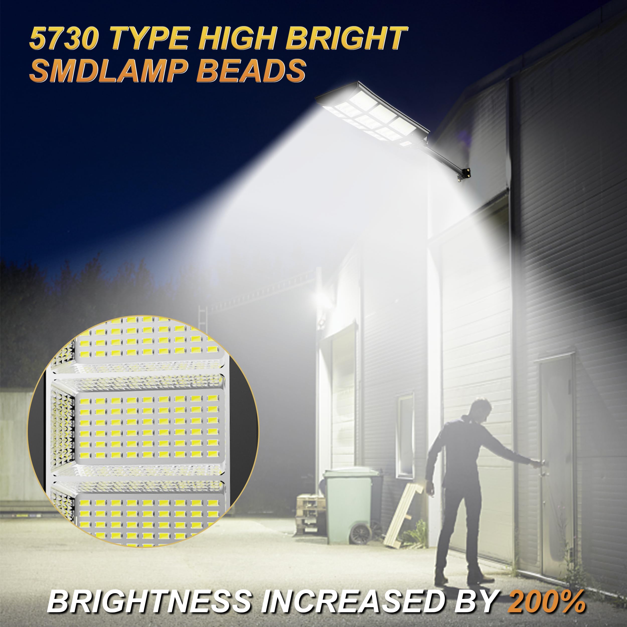 ASCAKE Solar Street Lights, 1458 Led 1800w Motion Sensor Outdoor Solar ...