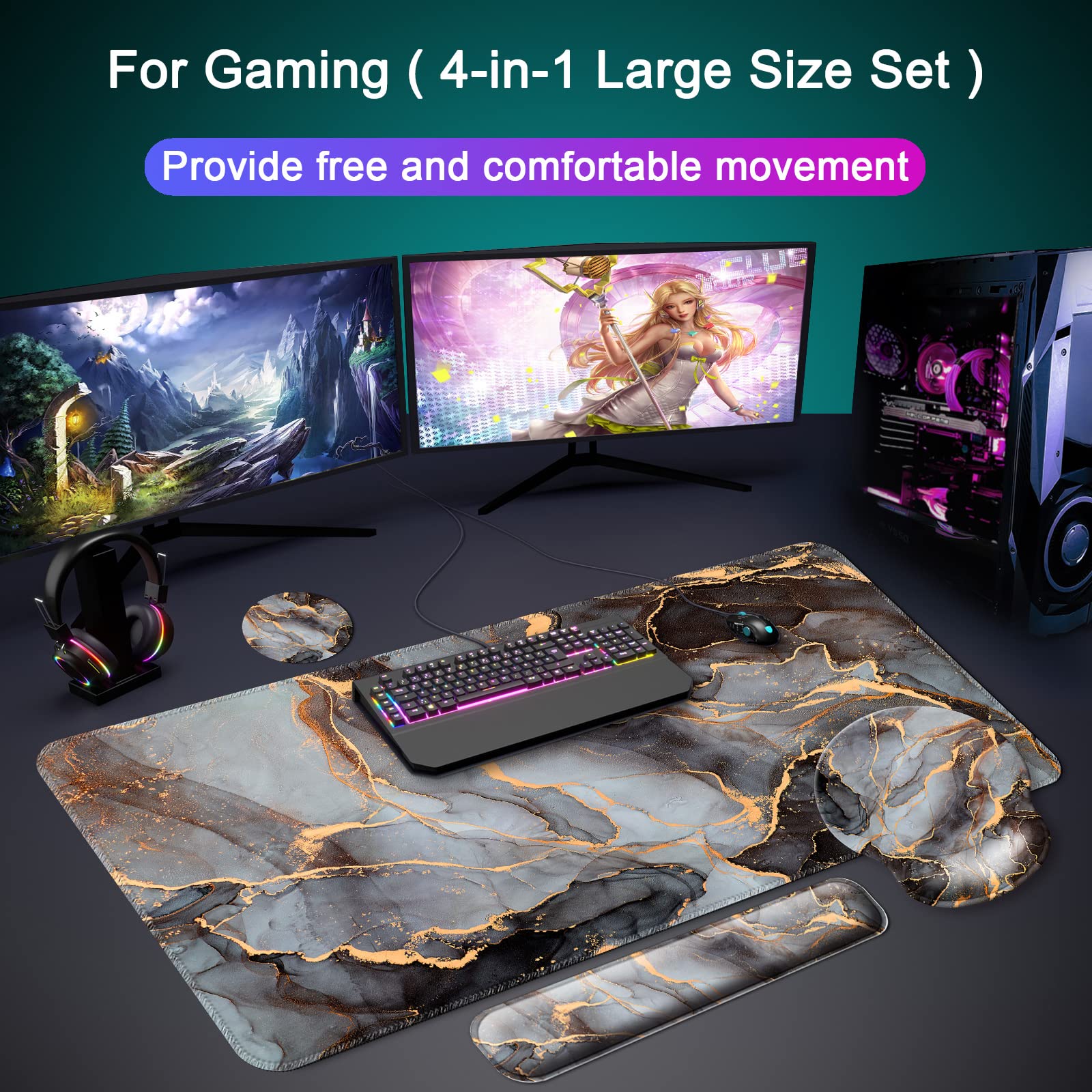 Snapklik.com : Mouse Pad + Desk Mat + Keyboard Wrist Rest + Coaster 4 ...