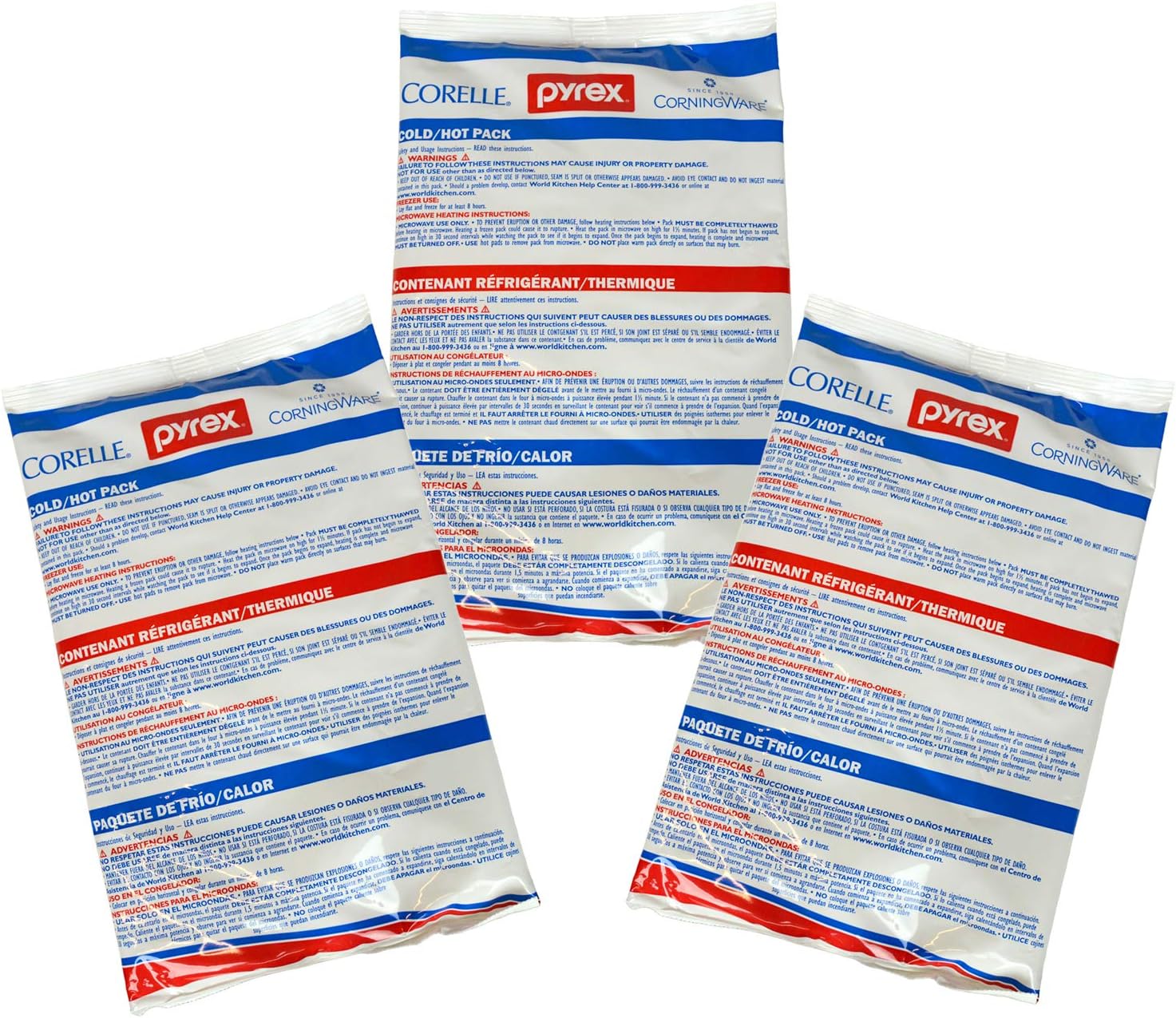 Amazon.com: Pyrex Portables Large 11" x 7" Hot/Cold Pack - 3 Pack ...