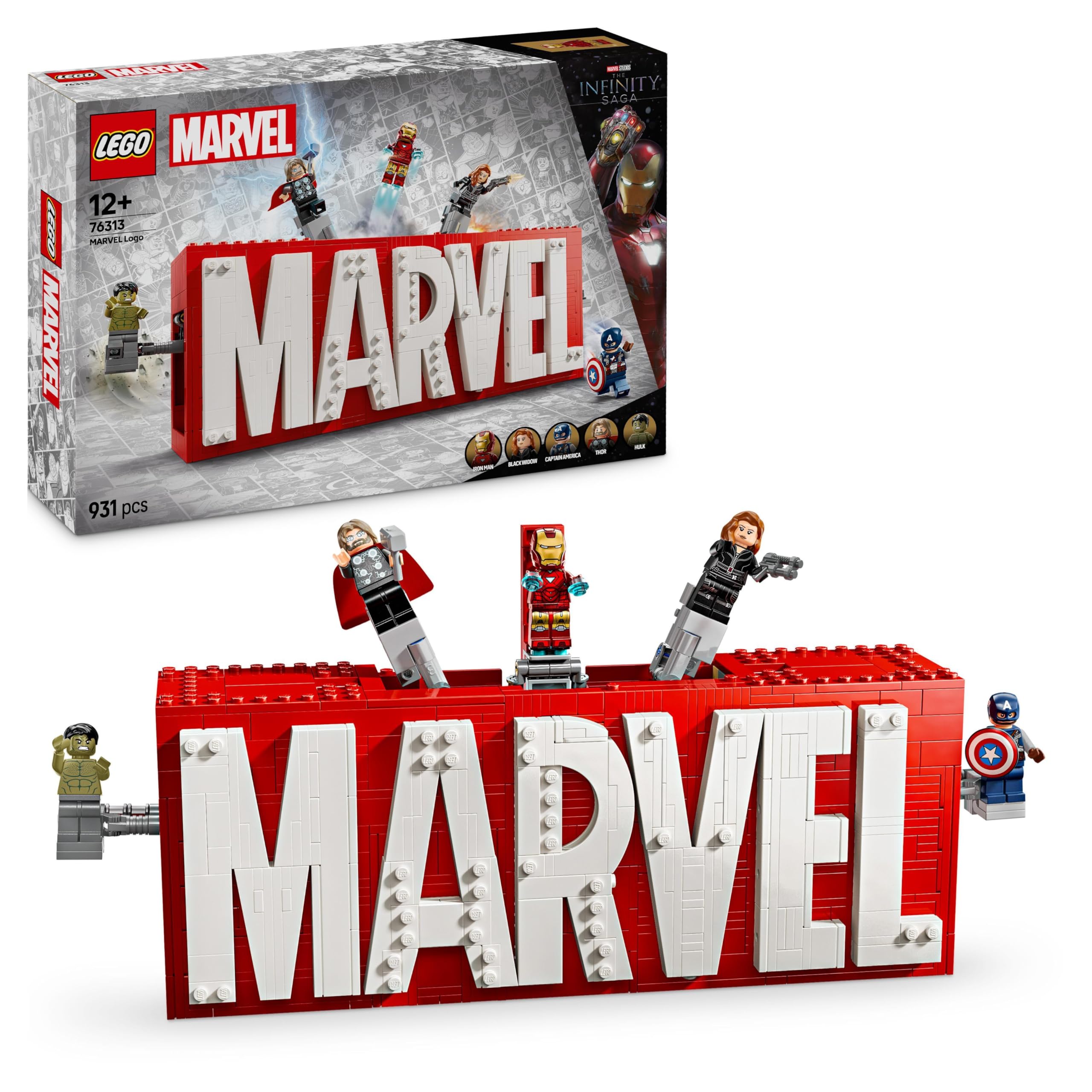 LEGO Marvel: Marvel Logo & Minifiguren - Sammlerstück inkl. Hulk, Thor ...