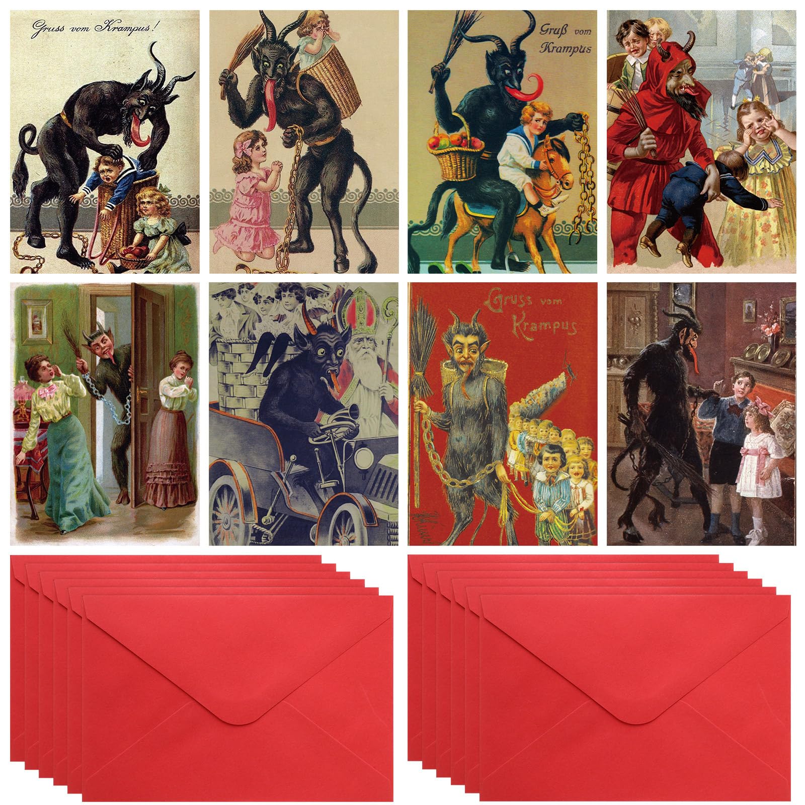 Buy 24 Sets Christmas Krampus Holiday Cards with Envelopes 5 x 7 Inch ...
