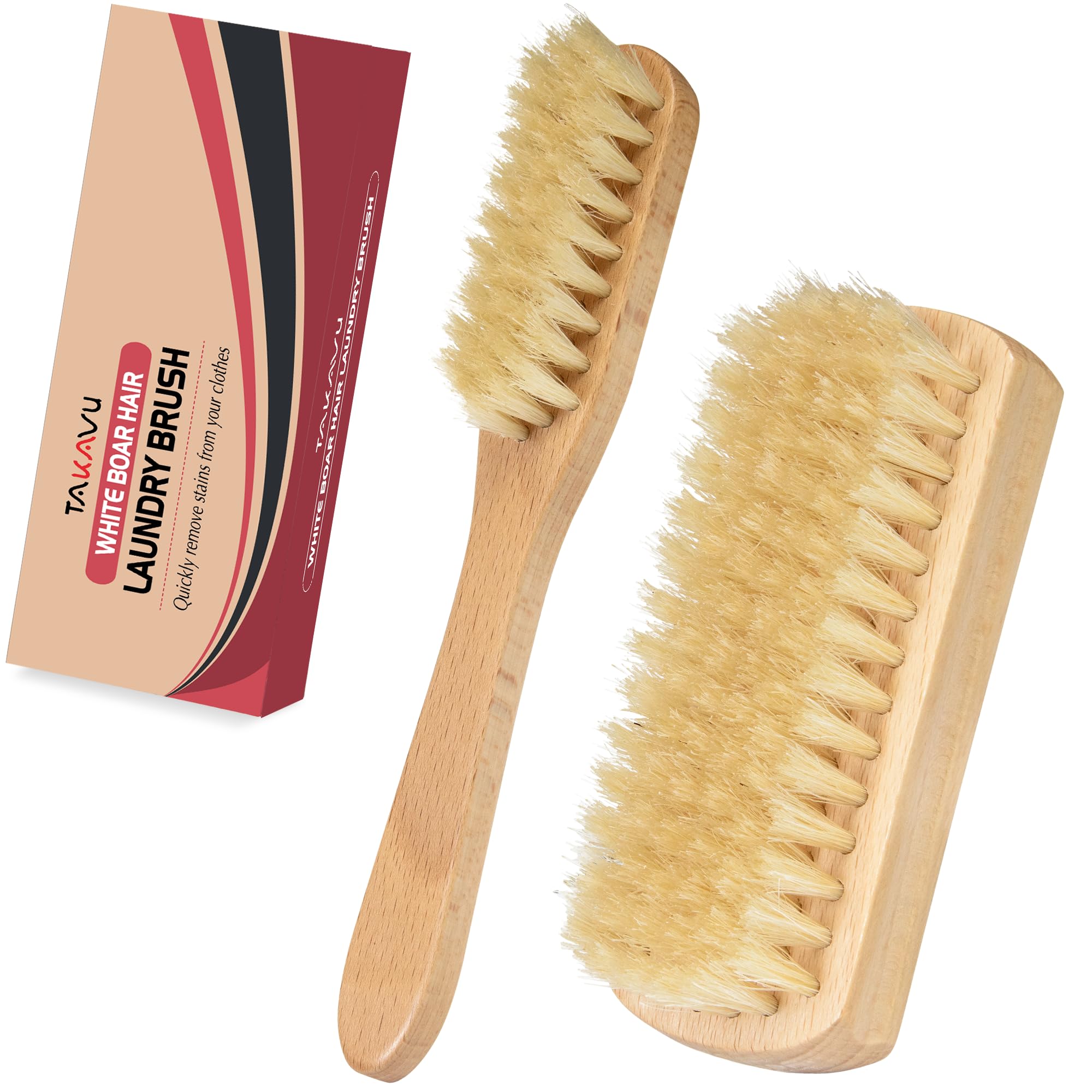 Amazon.com: Boar Bristle Laundry Stain Brush Set by TAKAVU, Pure Boar ...
