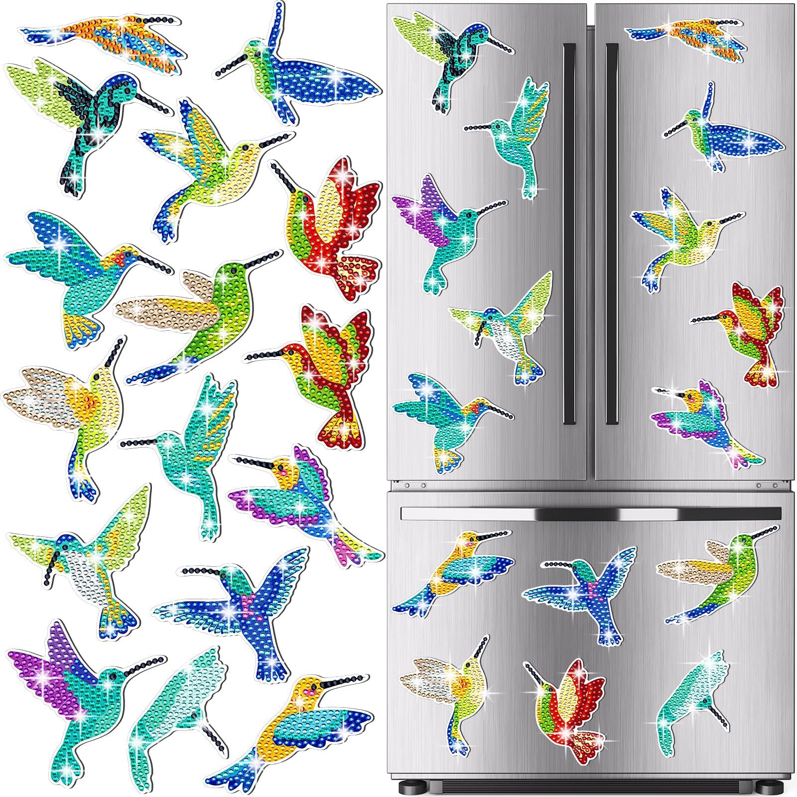 Amazon.com: Copkim 16 Pcs Hummingbird Diamond Art Magnets Hummingbird ...