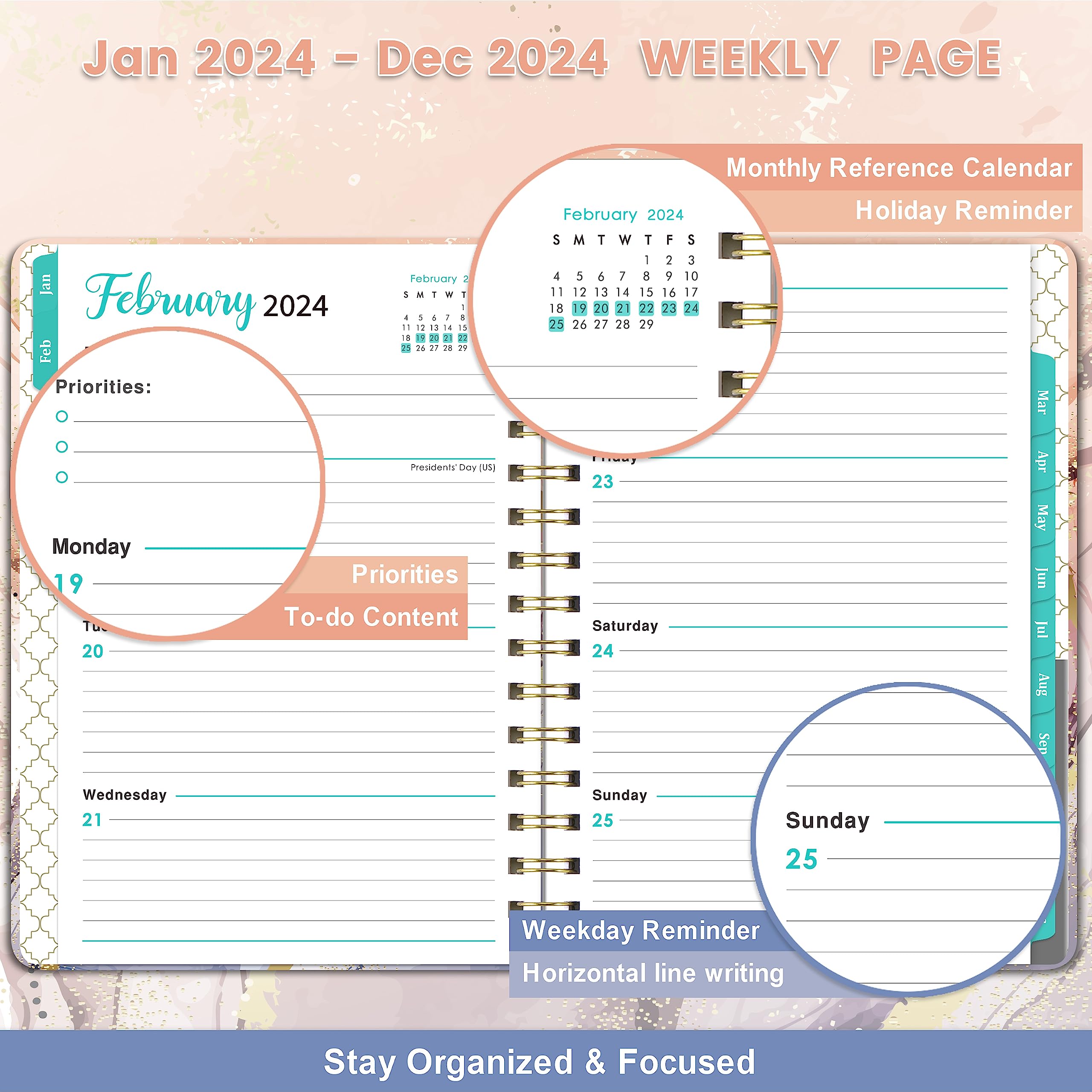 Snapklik.com : 2024 Planner - Planner 2024, Jan 2024 - Dec 2024, 6.3 X ...
