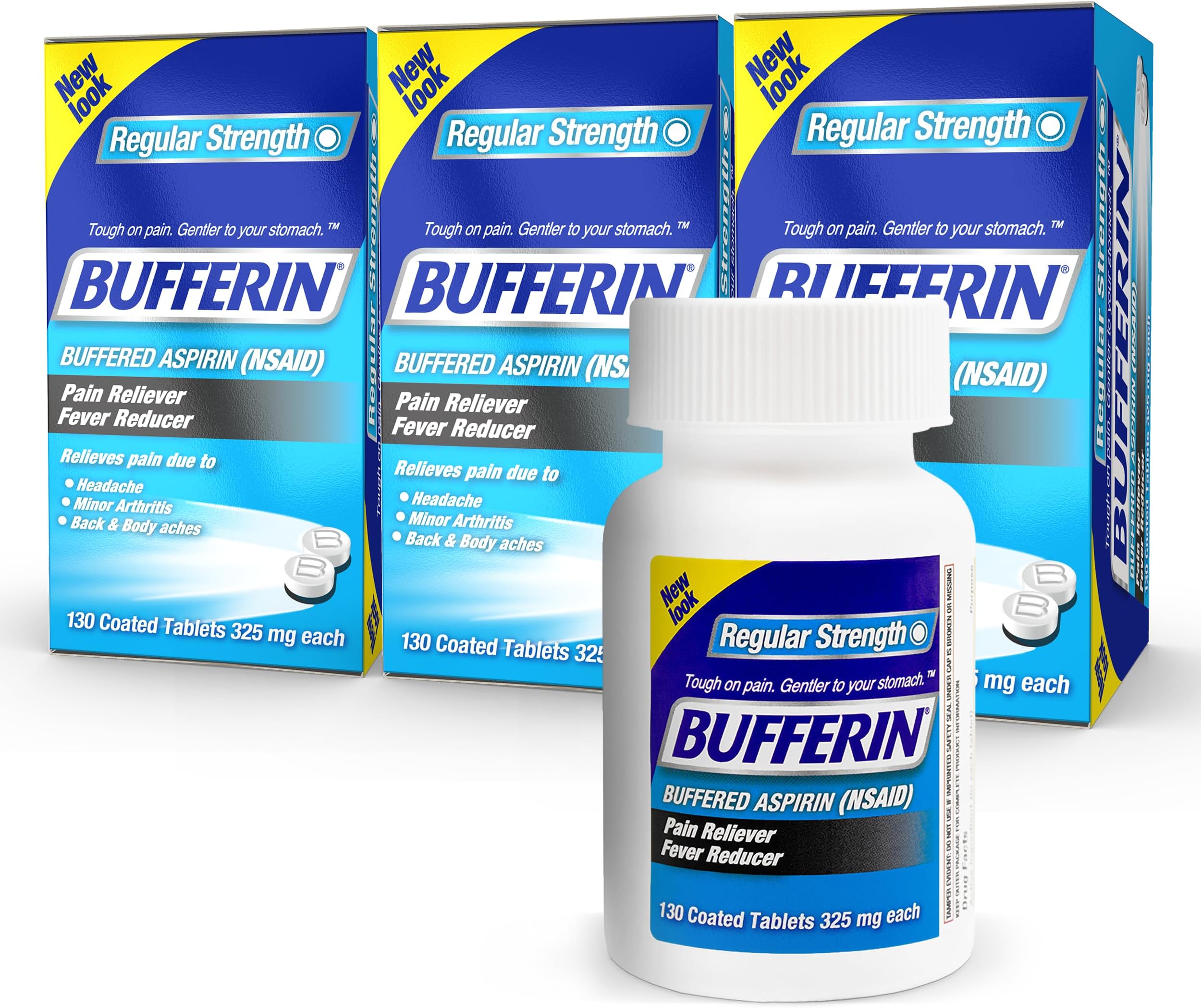 Amazon.com: Bufferin Aspirin Pain Reliever/Fever Reducer Coated Tablets ...