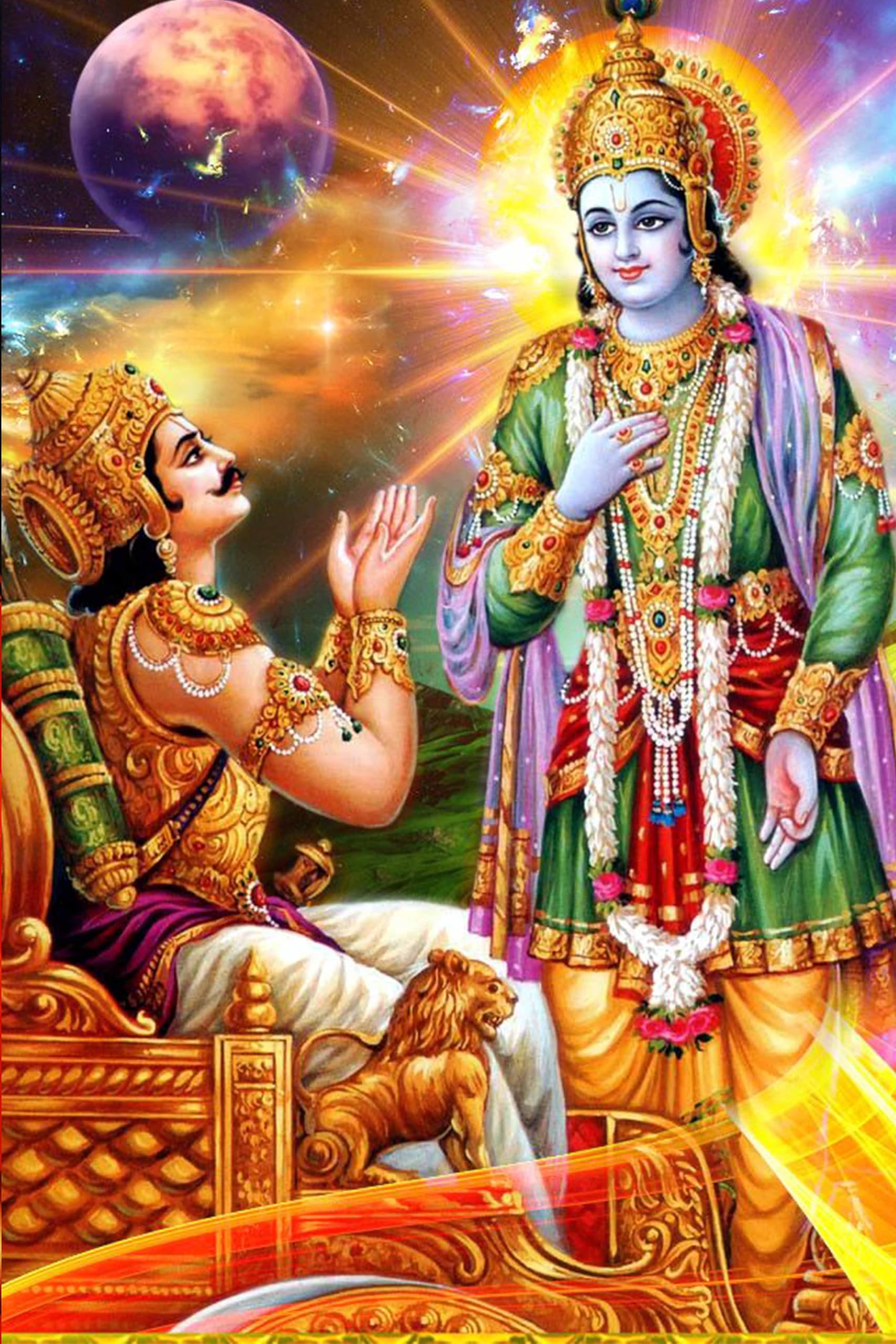 Religious Sticker Poster|Lord Krishna and Arjuna in Bhagavad Gita ...