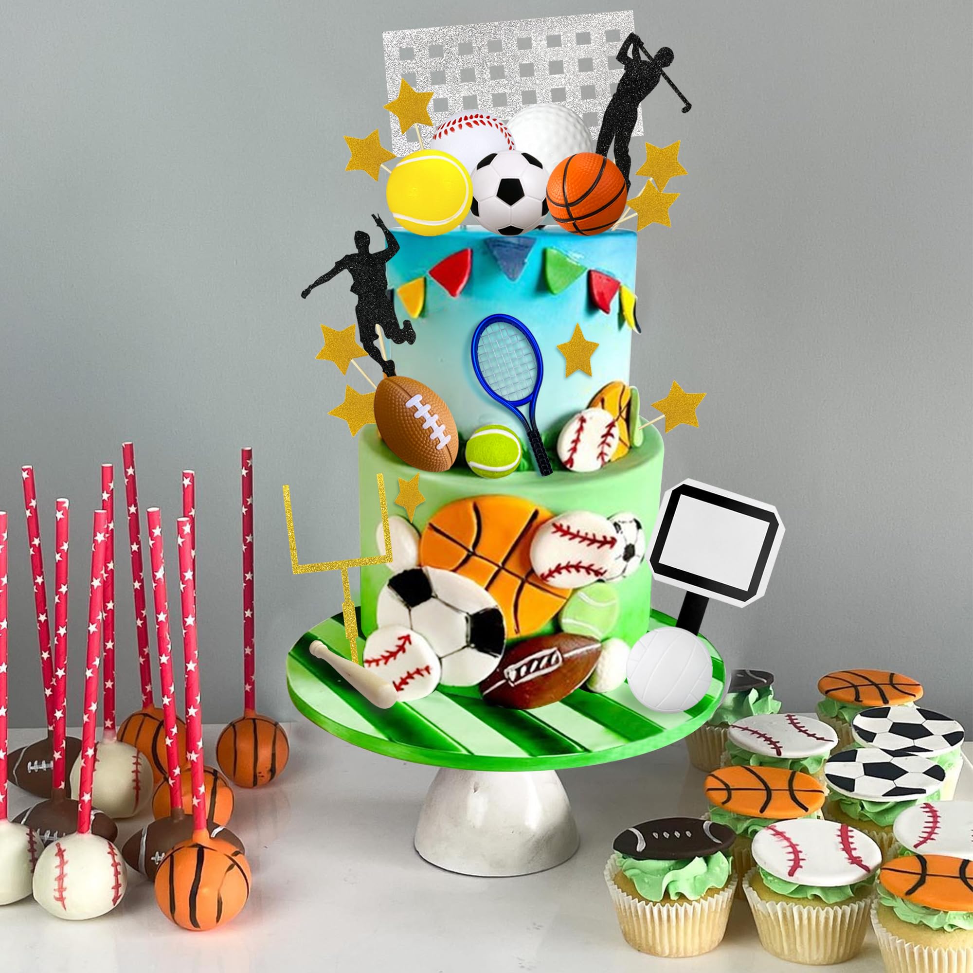 Snapklik.com : 25PCS Sports Cake Decorations Sports Ball Cake Toppers ...