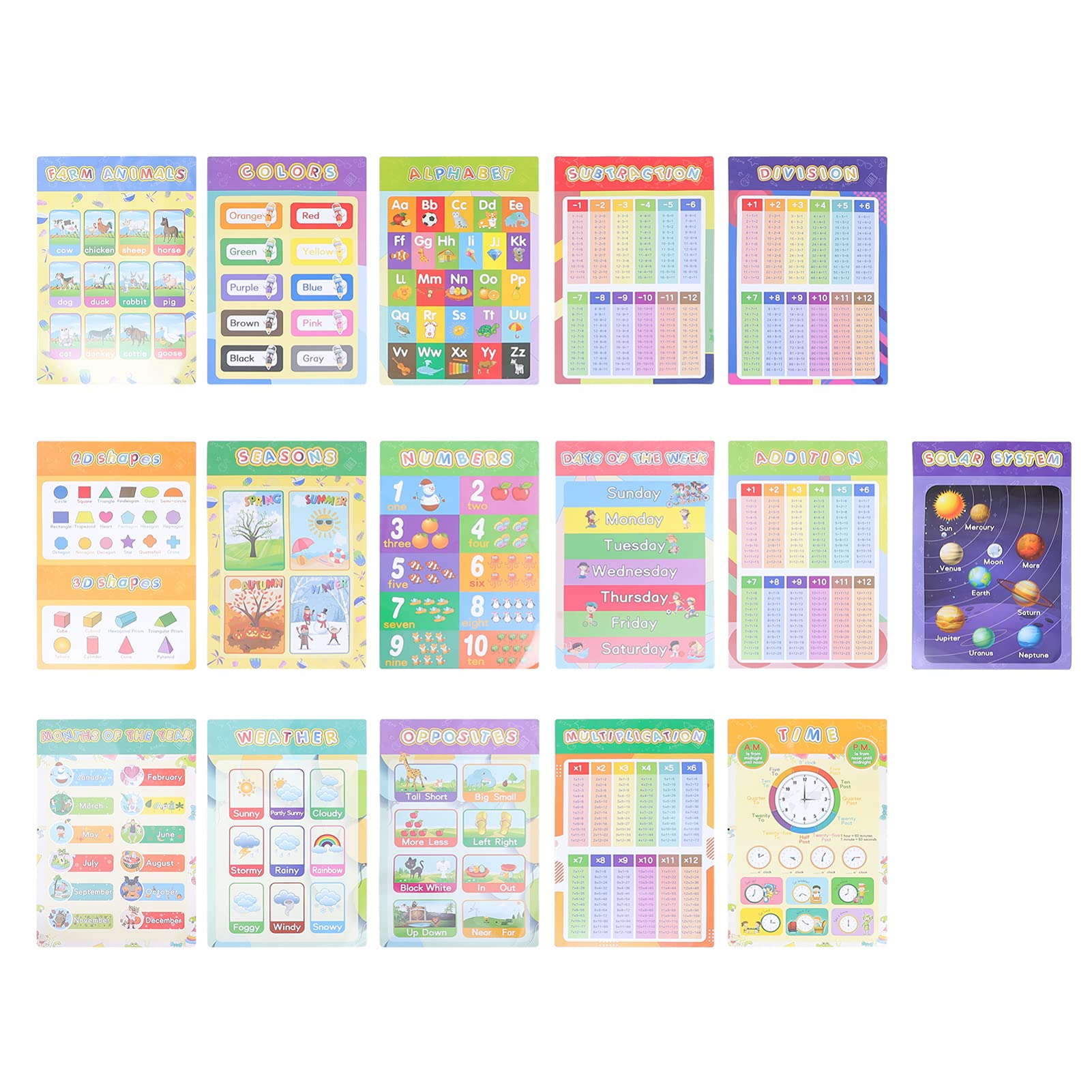 Iplusmile 16pcs Early Education Wall Charts Educational Posters ...