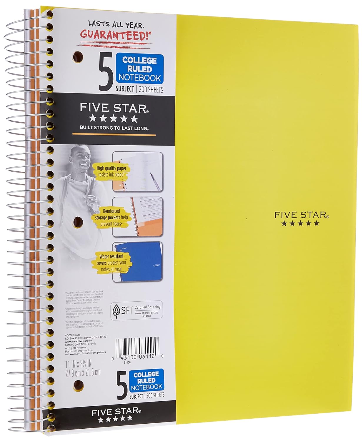 Five Star Spiral Notebooks 5 Subject College Ruled Paper 200 Sheets five-star-spiral-notebooks-5-subject-college-ruled-paper-200-sheets