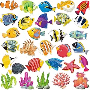 Amazon.com: Nezyo 200 Pcs Tropical Fish Cutouts Sea Life Cut Outs Ocean ...