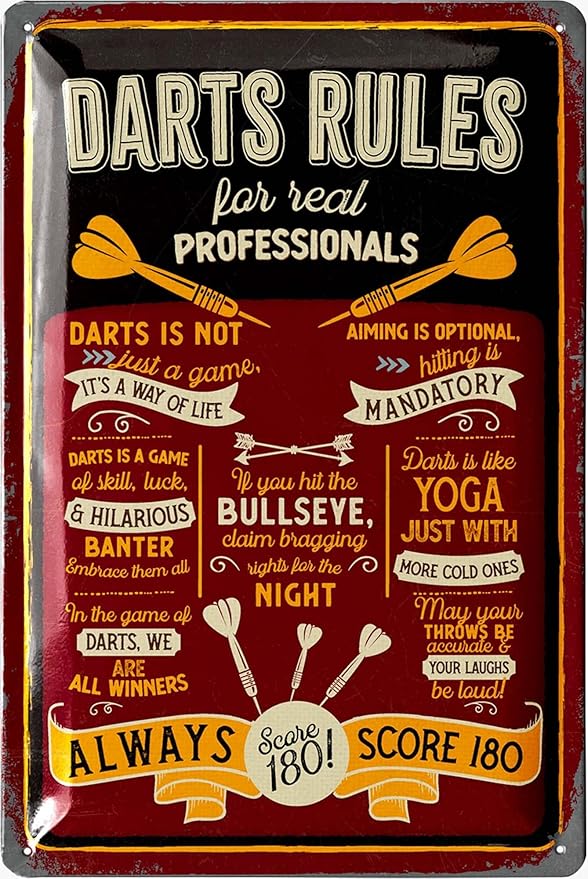 Amazon.com: LANOLU Vintage metal Tin Signs - DART RULES Man Cave darts ...