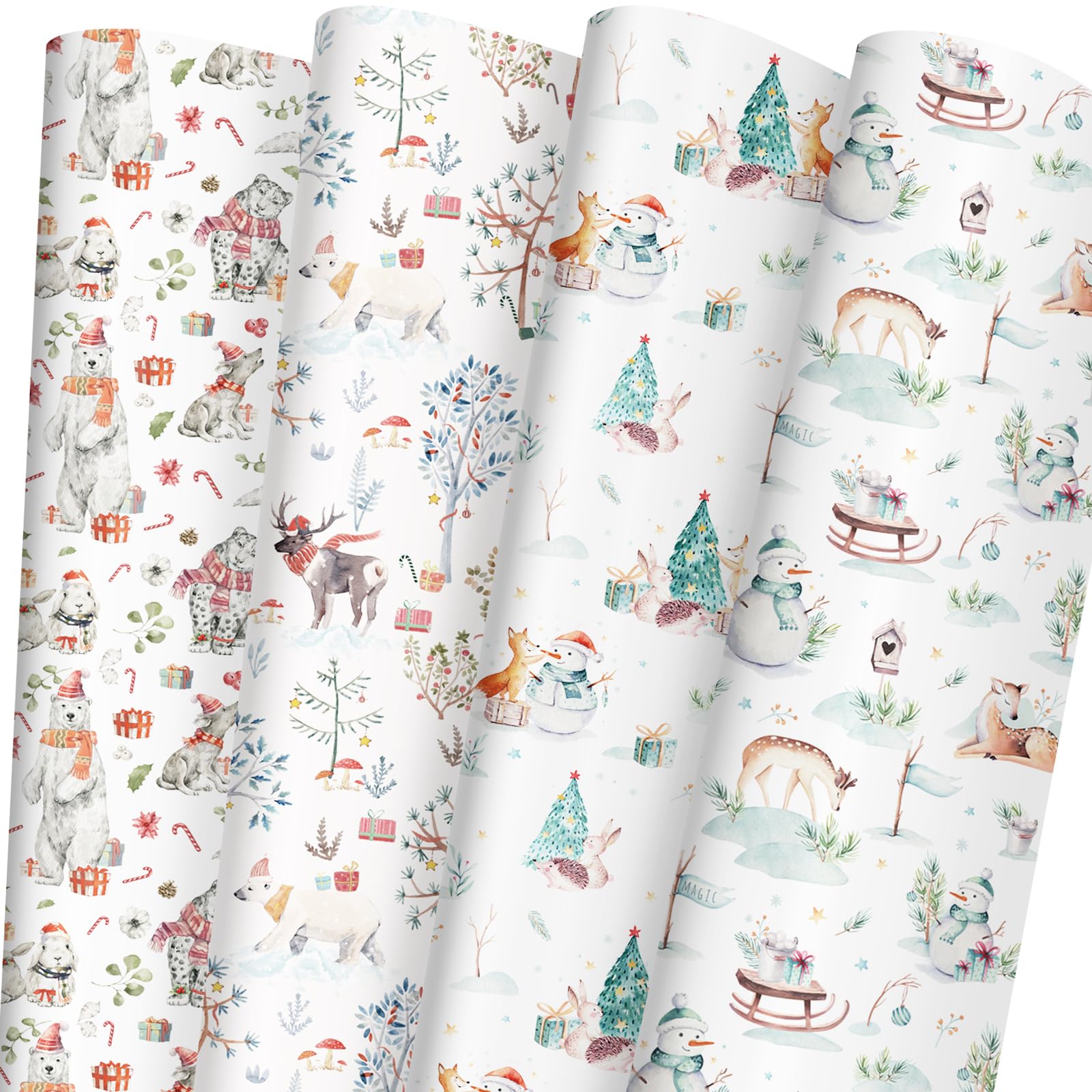 Amazon.com: GIOLAINY Woodland Christmas Wrapping Paper for Kids ...
