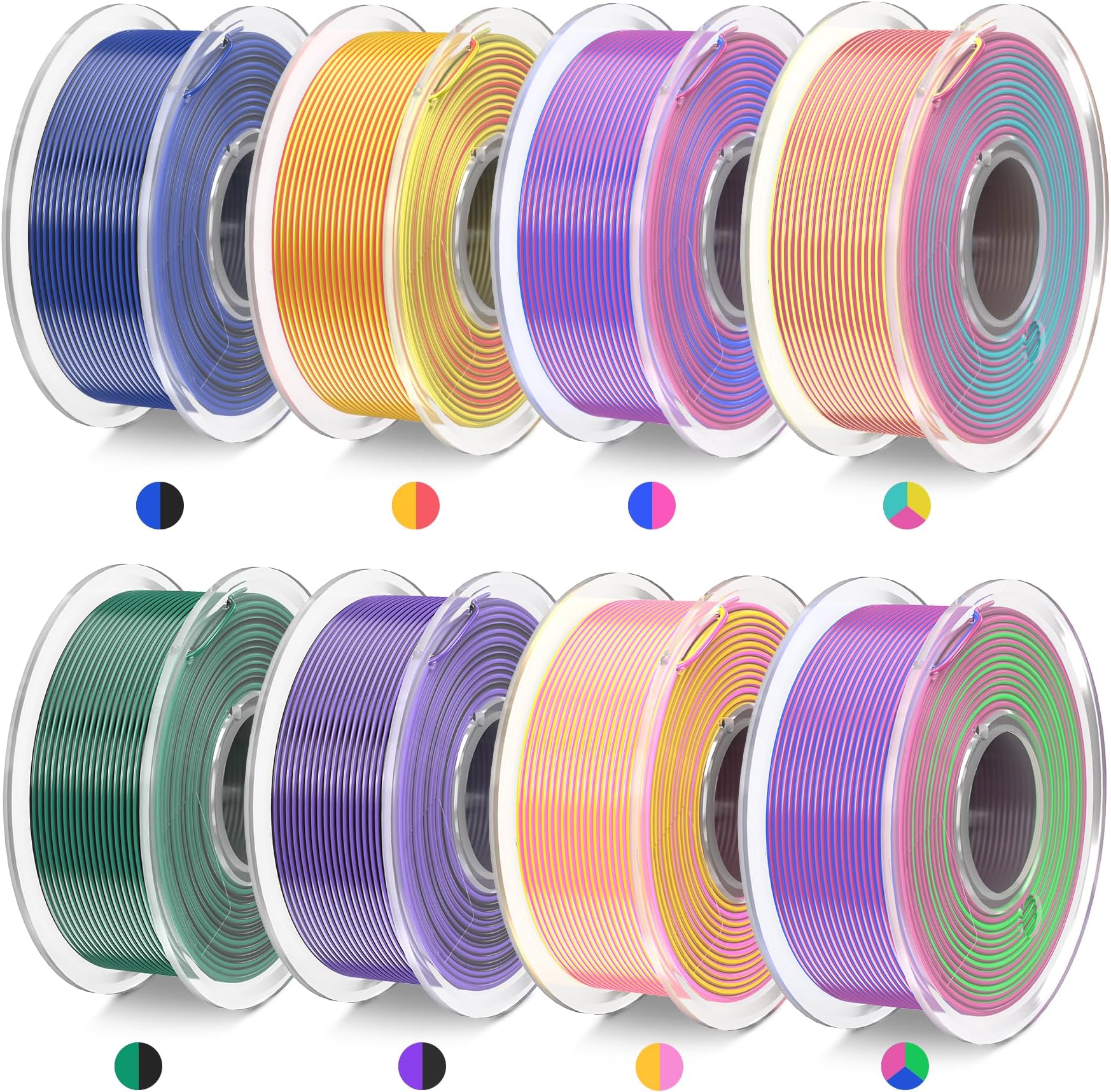 Amazon.com: ERYONE Silk Tri-Color Coextrusion PLA Filament,3D Printer 1 ...