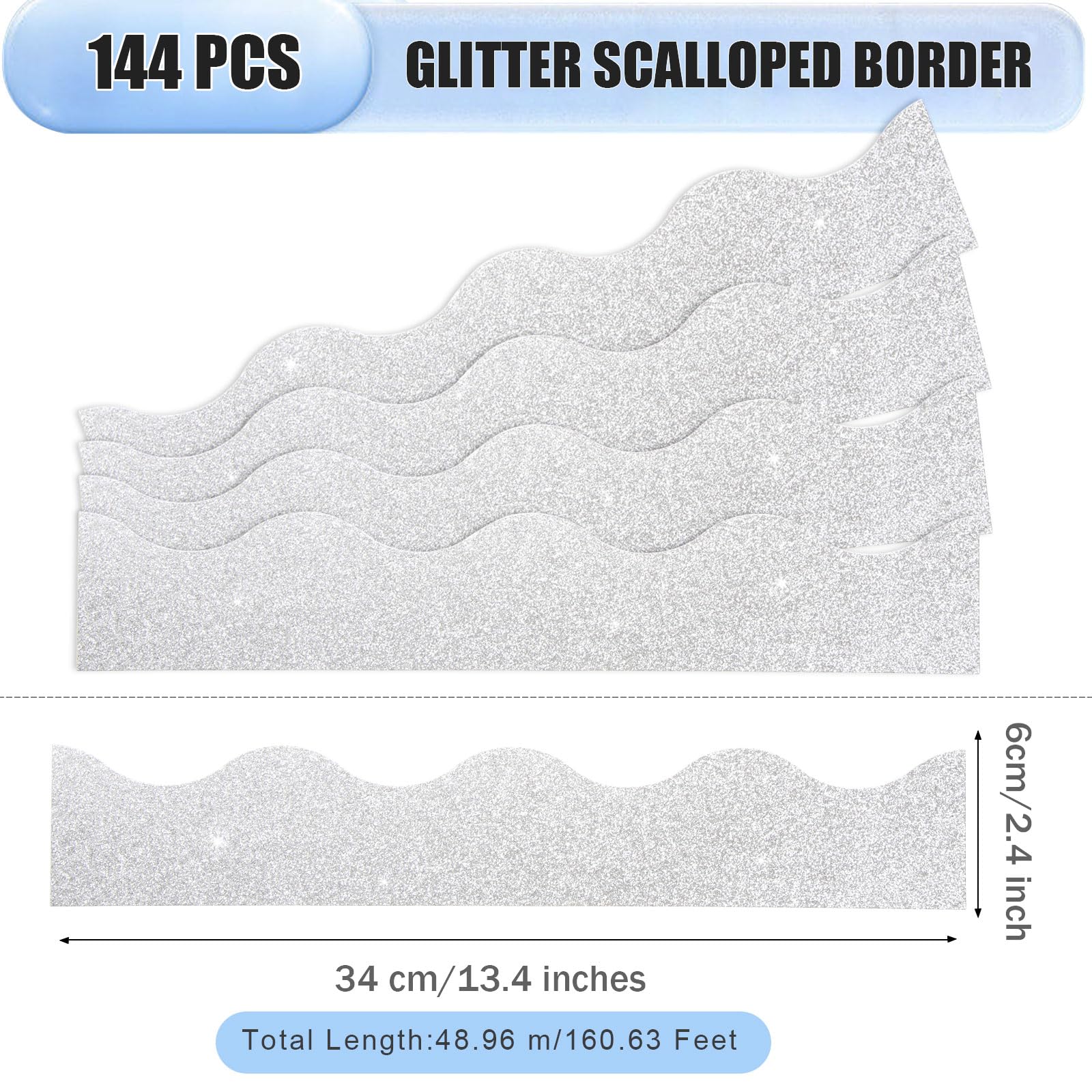 Snapklik.com : 160.6 Feet Christmas Bulletin Board Borders Silver ...