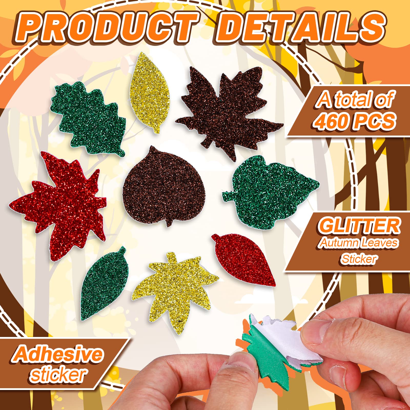 Snapklik.com : 460Pcs Fall Foam Stickers Leaf Foam Stickers ...