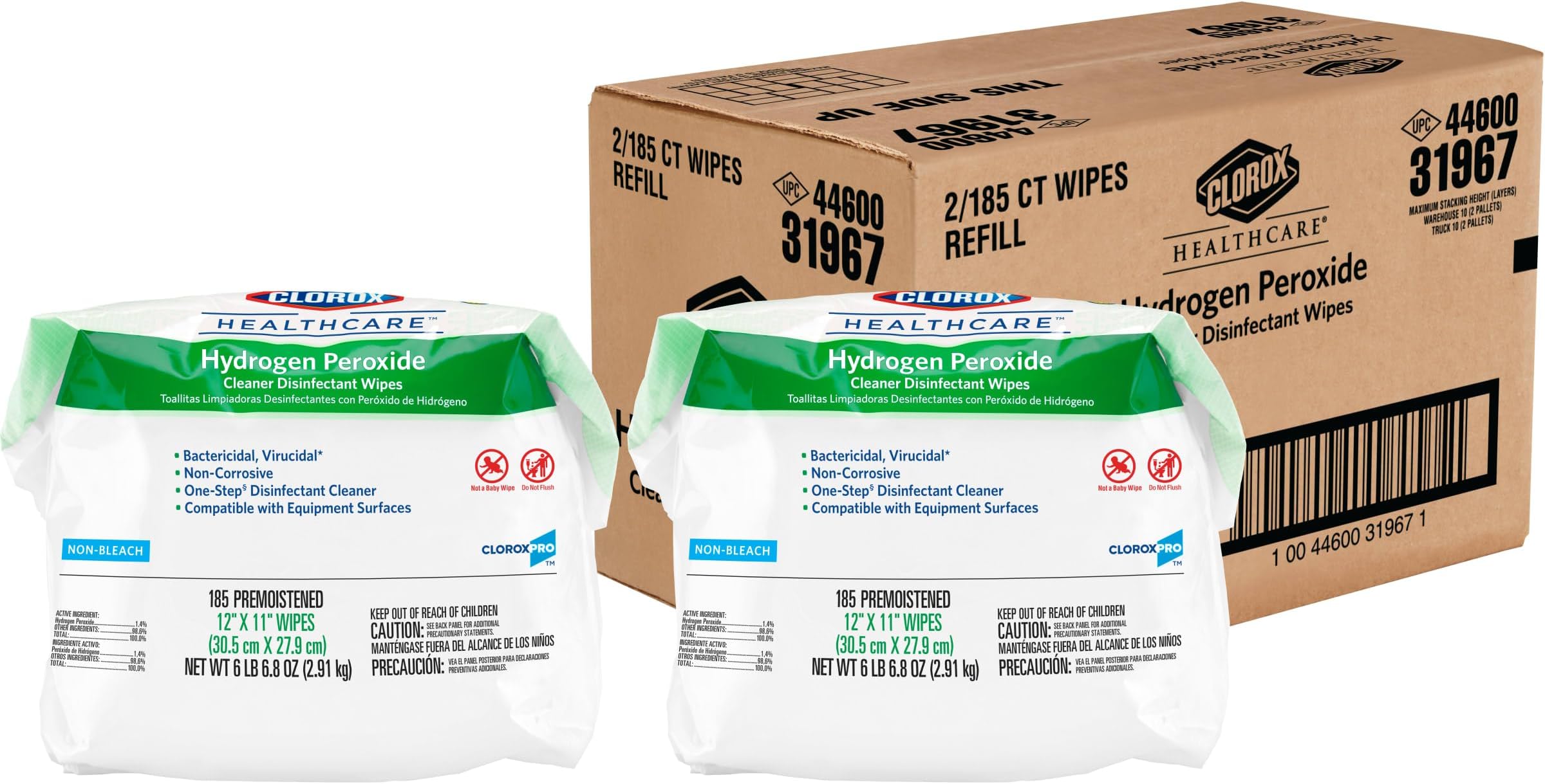 Amazon.com: Clorox Healthcare Hydrogen Peroxide Wipes Bucket, 185 Count ...