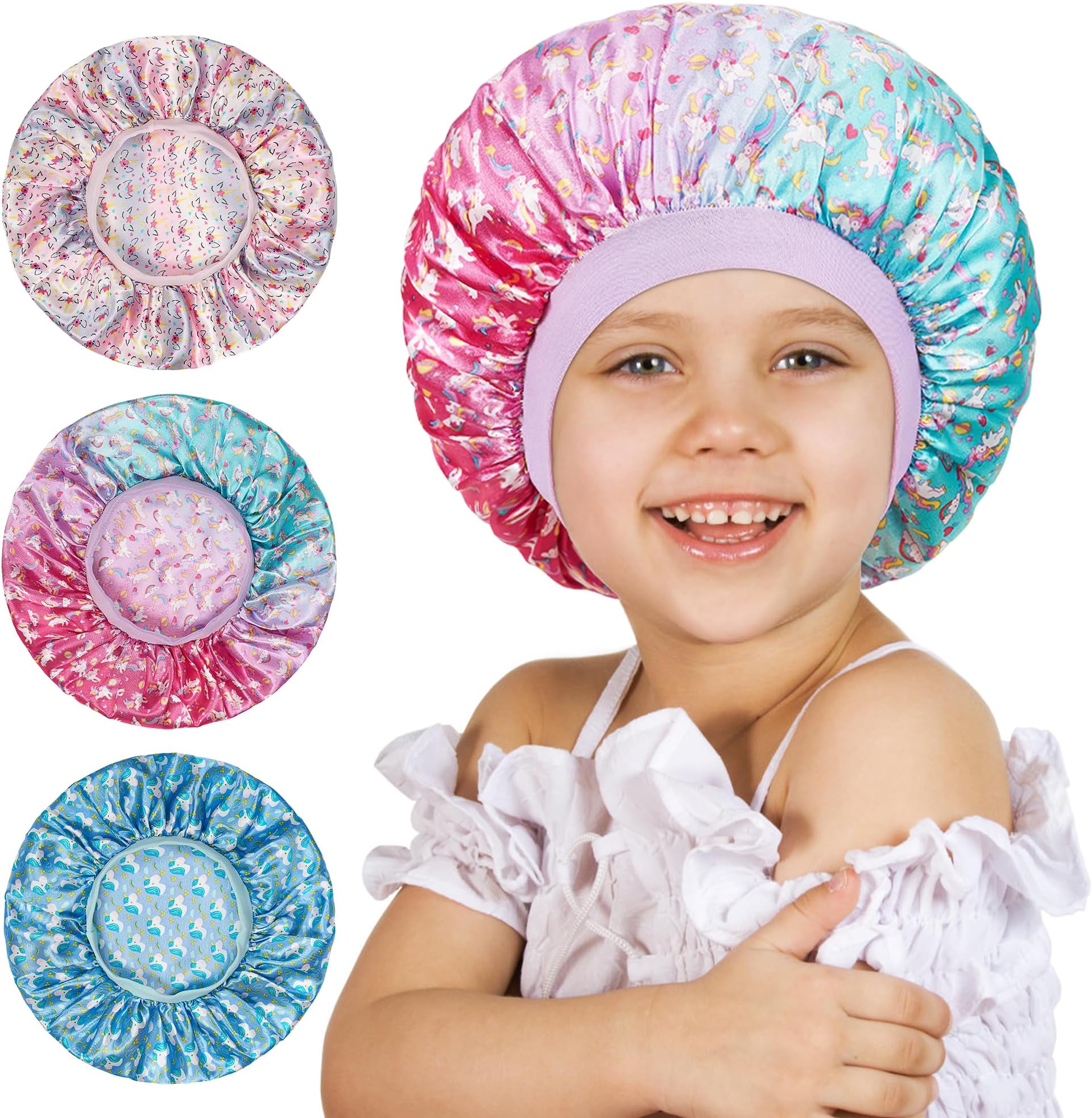 Amazon.com : Kids Bonnets for Girls Curly Hair Bonnet for Kids Satin ...
