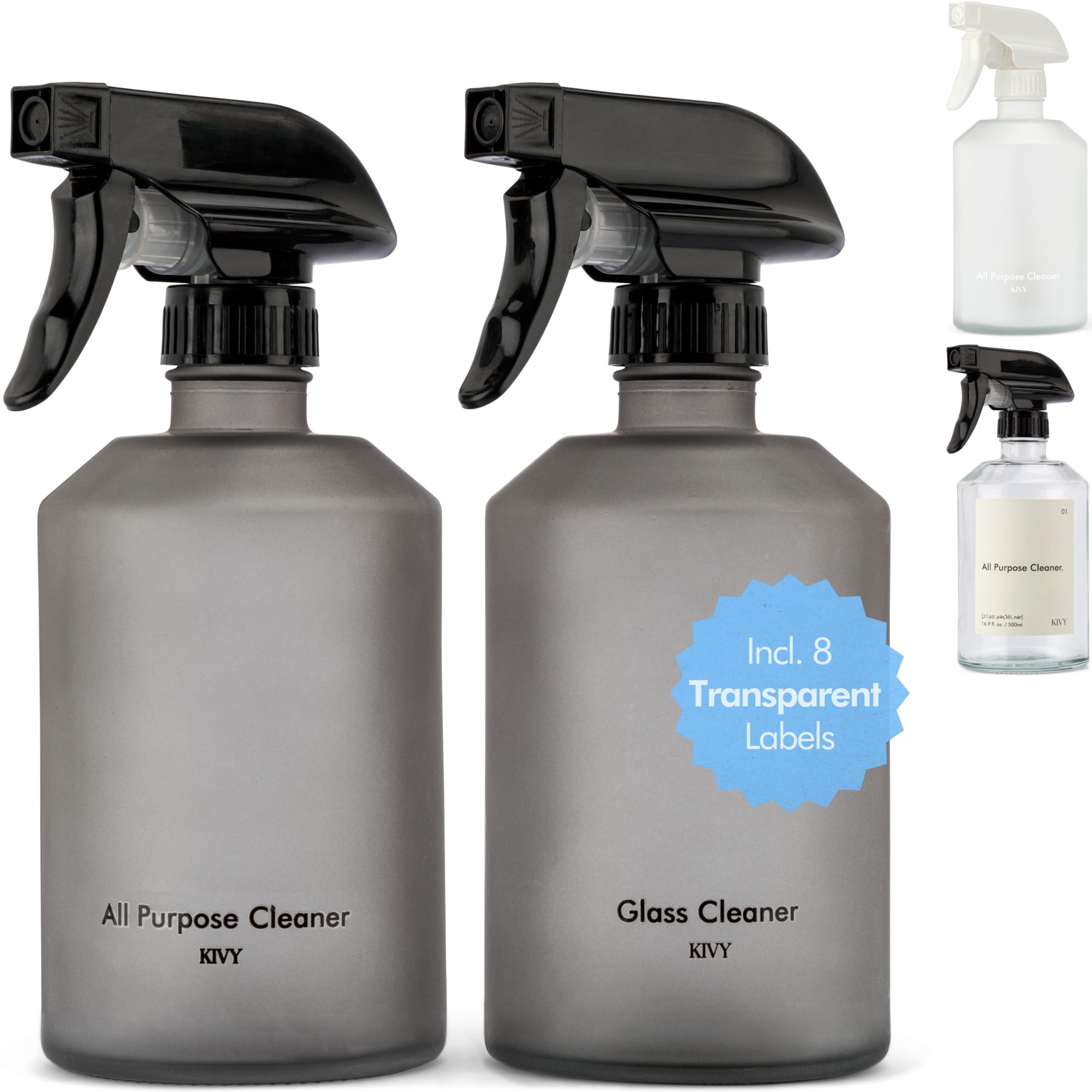 Amazon.com: KIVY Glass Spray Bottles for Cleaning [INCL. LABELS ...