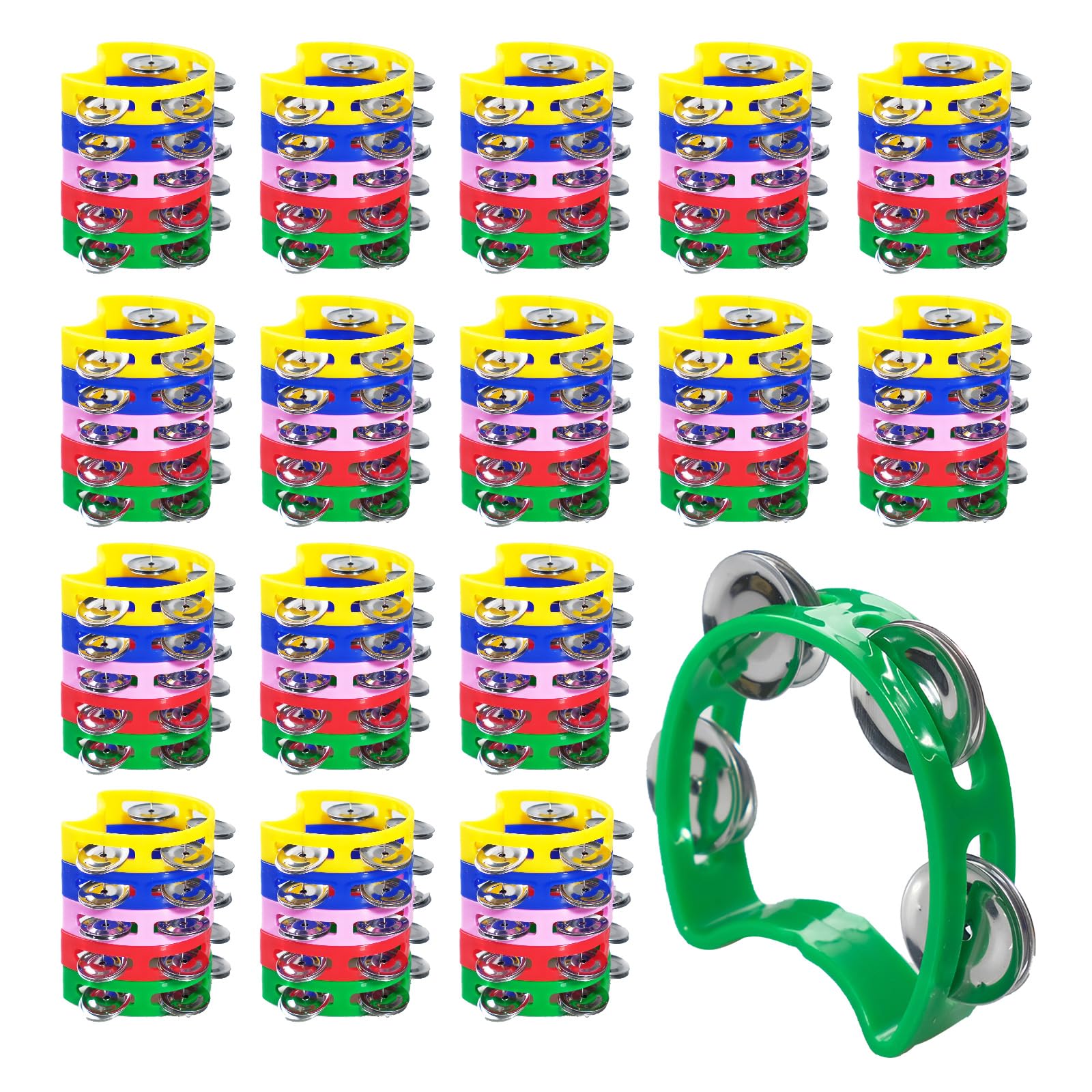 Amazon.com: 75 Pcs Tambourine Bulk for Kids 4 Bells Handheld Percussion ...