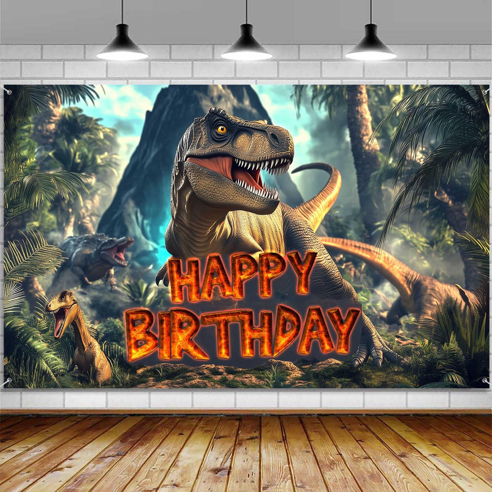 Amazon.com: Dinosaur Birthday Party Decorations Banner Backdrop ...