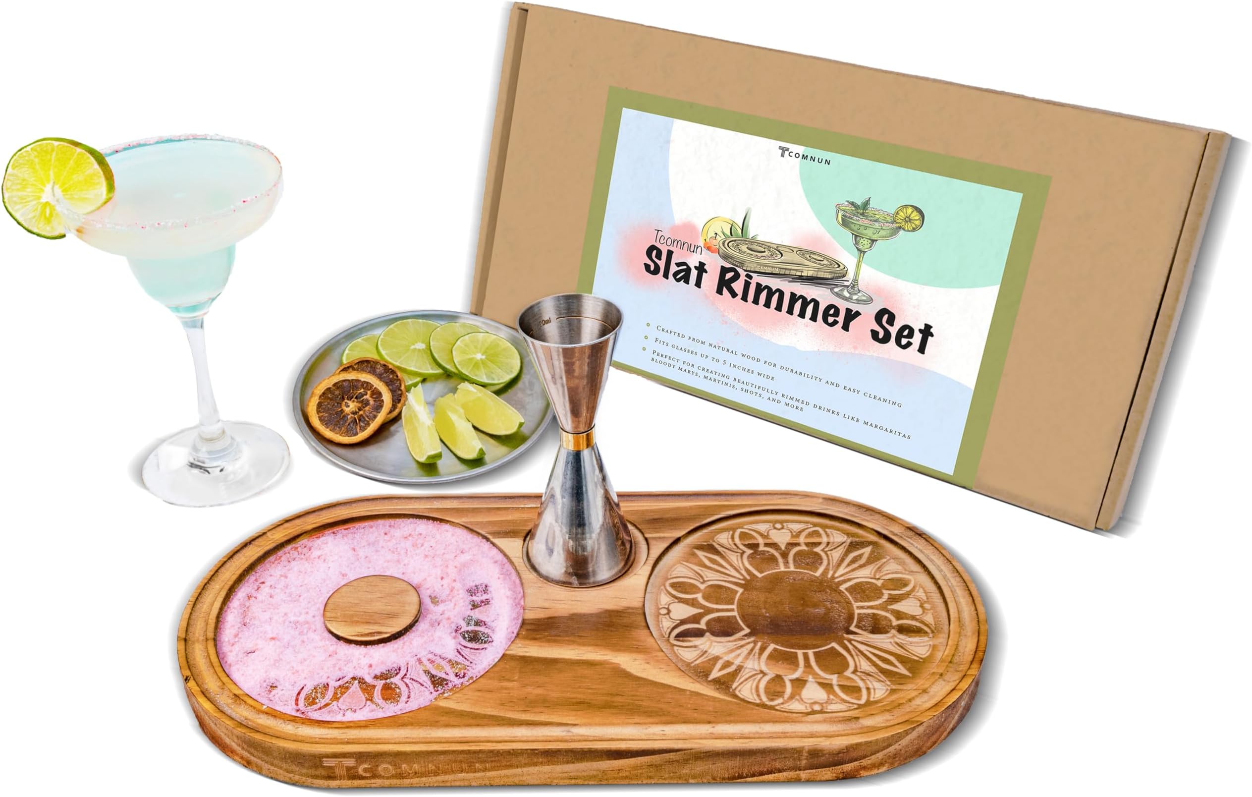 Amazon.com | Margarita Salt Rimmer Set, Handbanary Bamboo Salt Sugar ...
