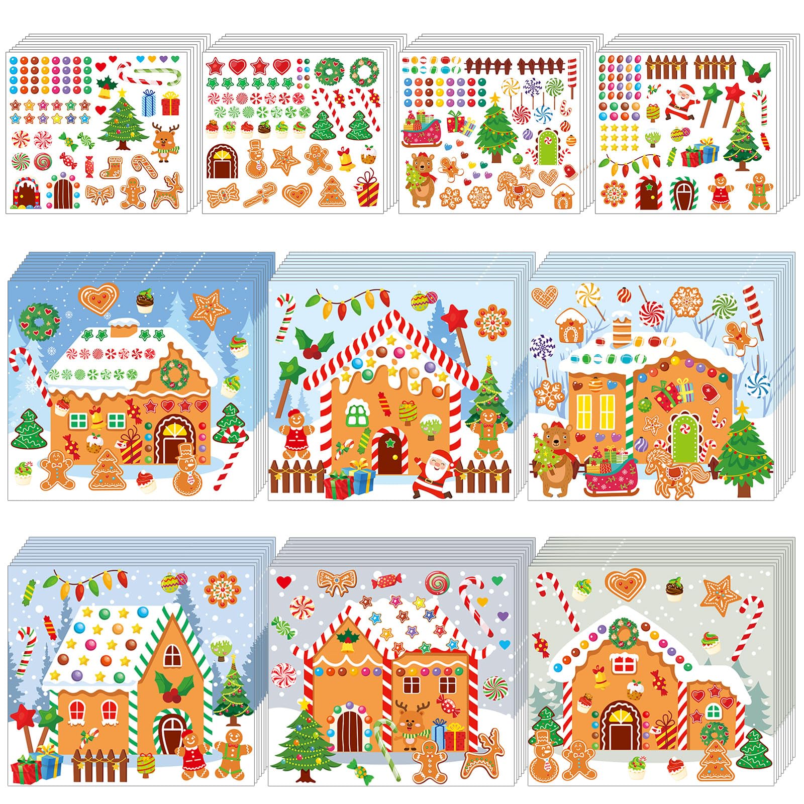 Amazon.com: Cholemy 72 Pcs Make a Gingerbread House Stickers Christmas ...
