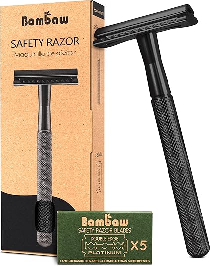 Bambaw Safety Razor for Men and Women with 5 Razor Blades, Metal Razor ...