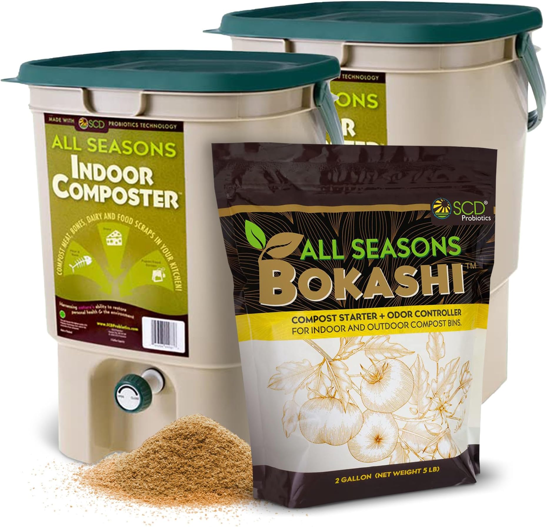 Amazon.com : Premium Bokashi Composting Starter Kit (Includes 2 Bokashi ...