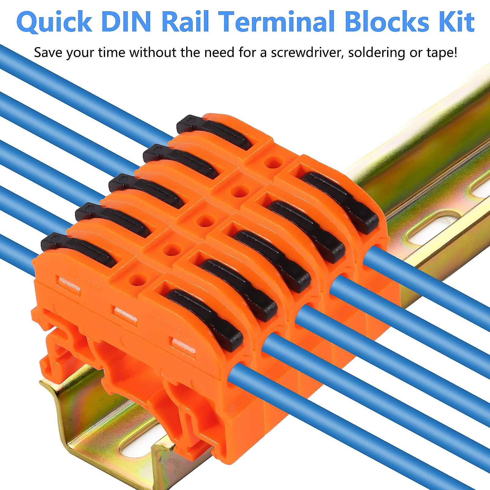 Snapklik.com : 50PCS DIN Rail Terminal Blocks Kit, Universal Compact ...