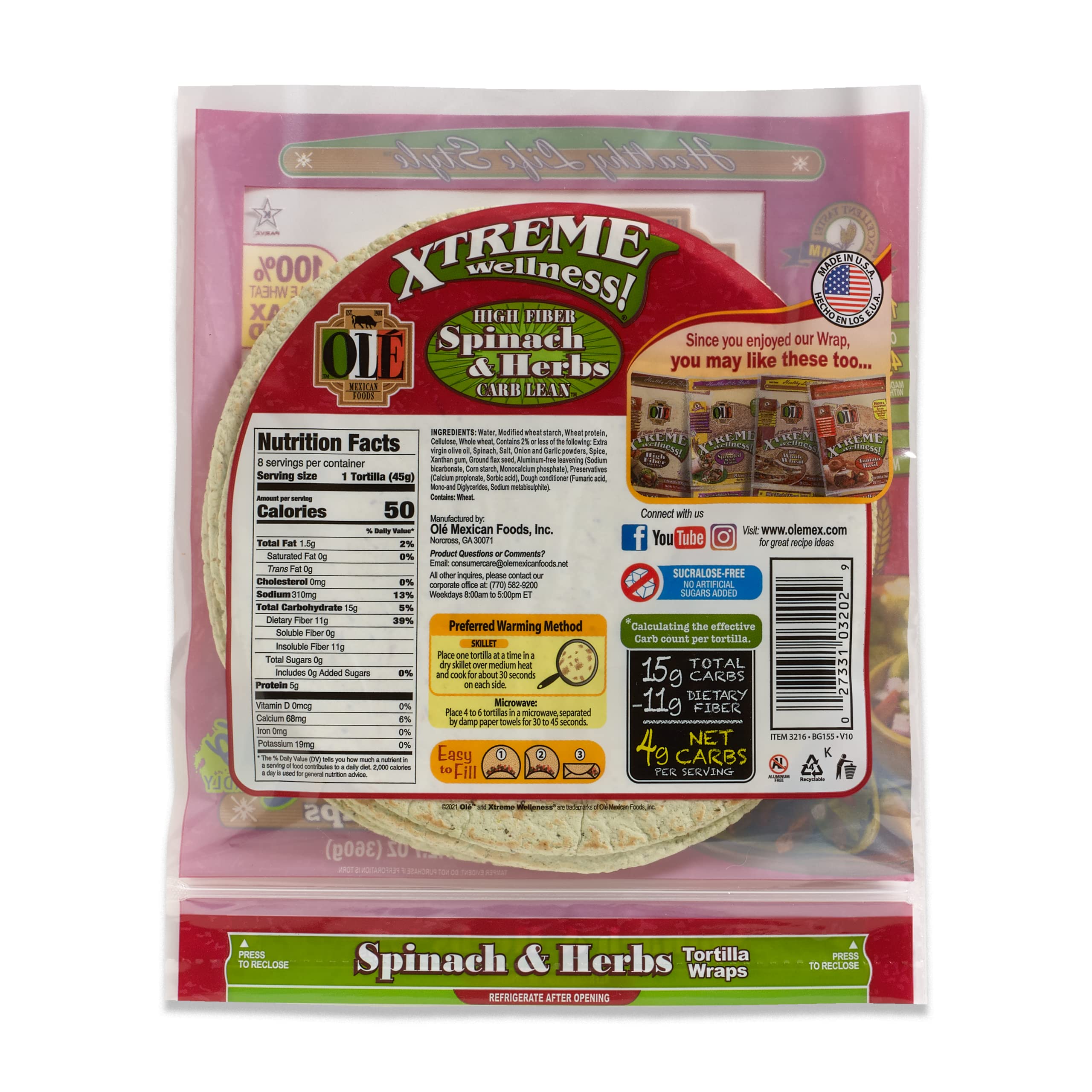 Ole Extreme Ole Xtreme Wellness Spinach And Herbs Wrap, 55% OFF