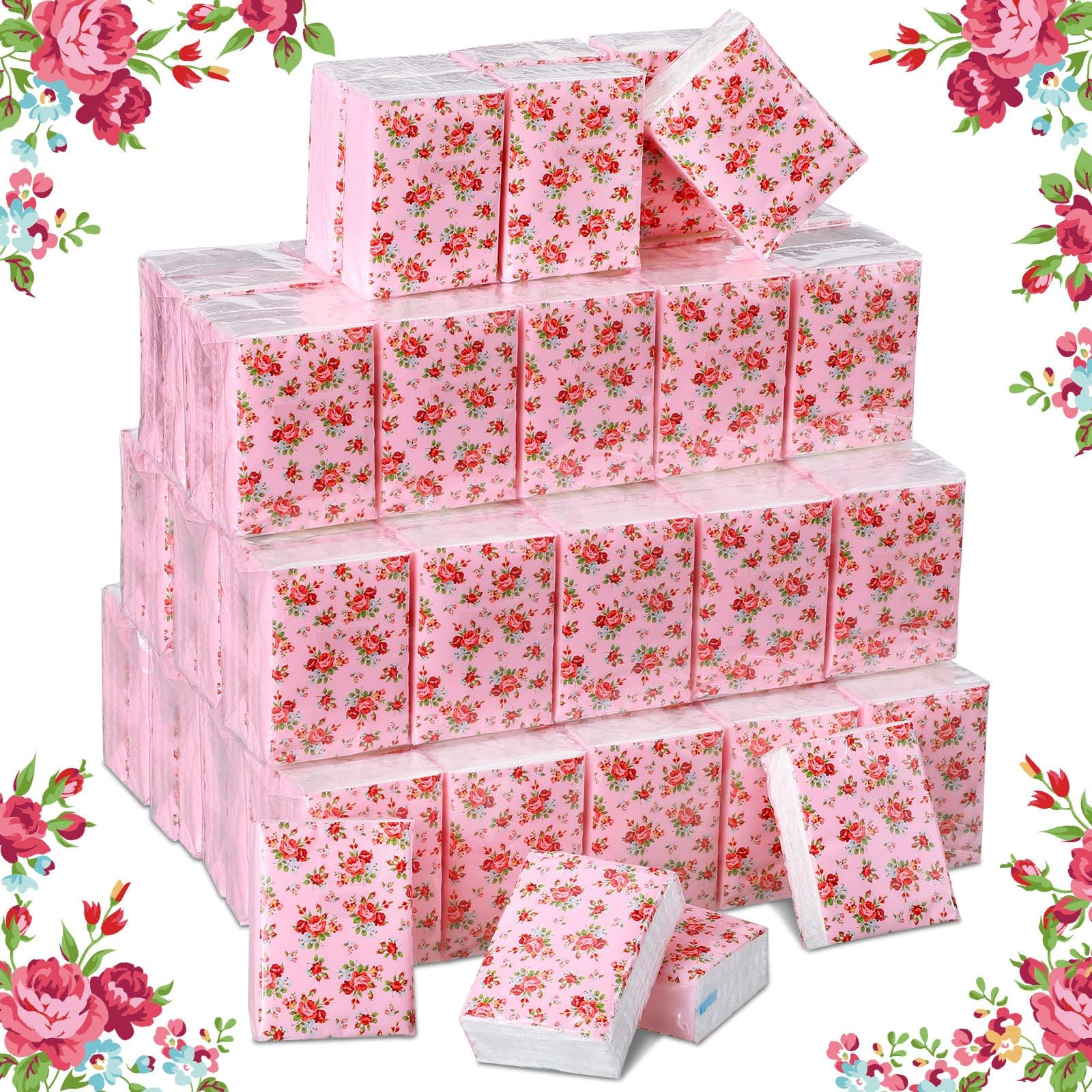 Amazon.com: Facial Tissues Floral Design Pocket Tissues Bulk Travel ...