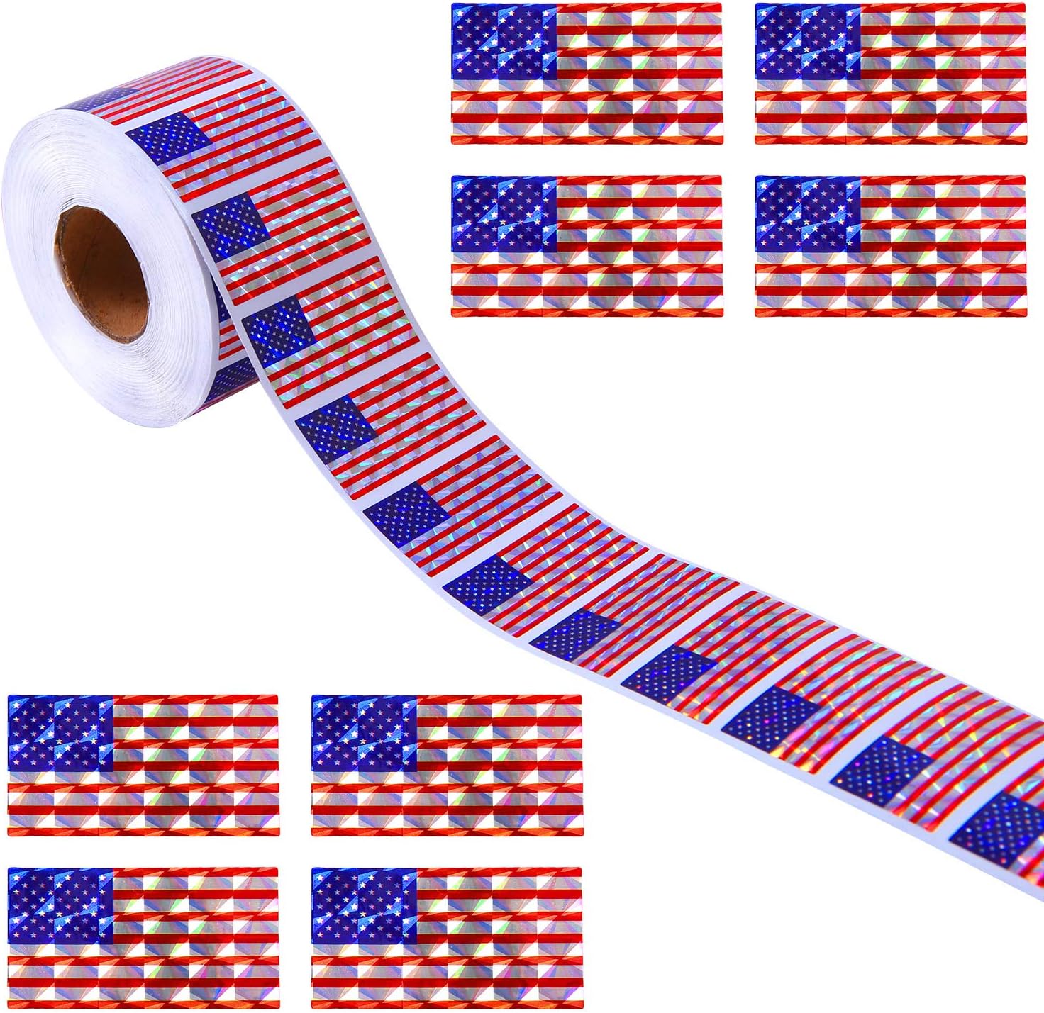 Amazon.com: Ruisita 600 Pieces Glitter Patriotic American Flag Sticker ...