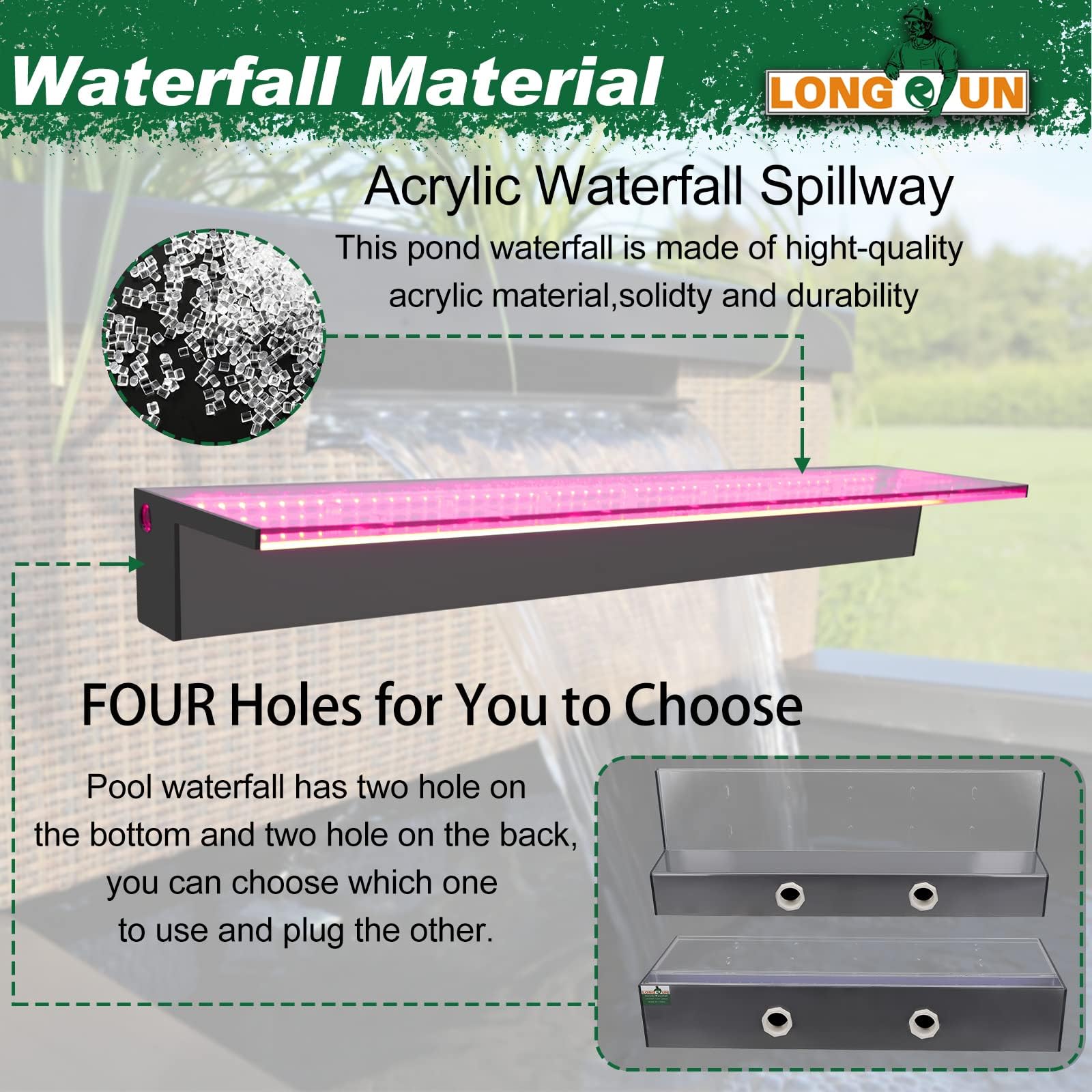 Acrylic Pond Fountain Aquadock 24-Inch Acrylic Pond Waterfall ...