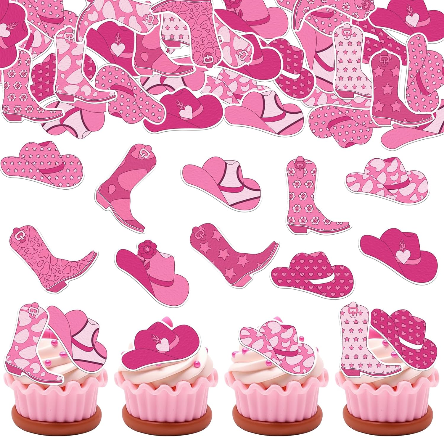 Amazon.com: Fyeoxle 36PCS Edible Cowgirl Cupcake Toppers Wafer Ppaer ...