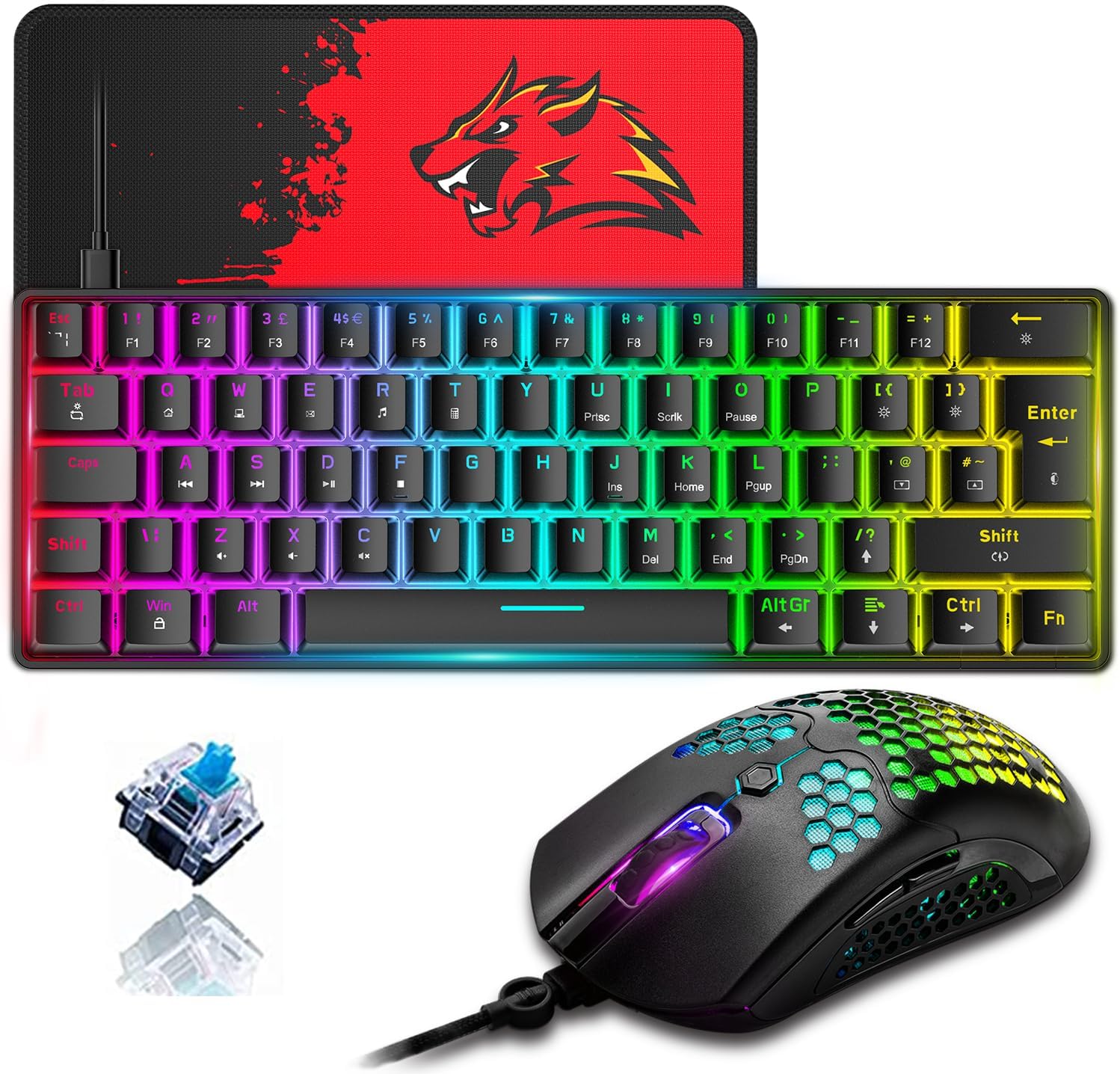 ZIYOU LANG T60 60% Percent Mechanical Gaming Keyboard and Mouse [UK ...