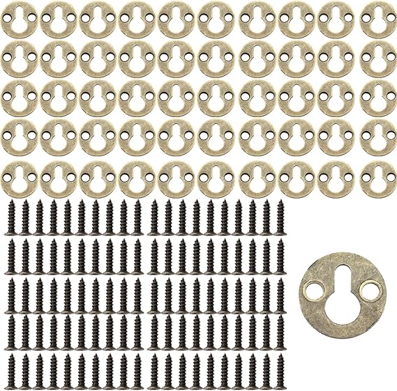 TAODAN 50PCS Mirror Picture Frame Locking Hole Hanger Bronze Metal ...