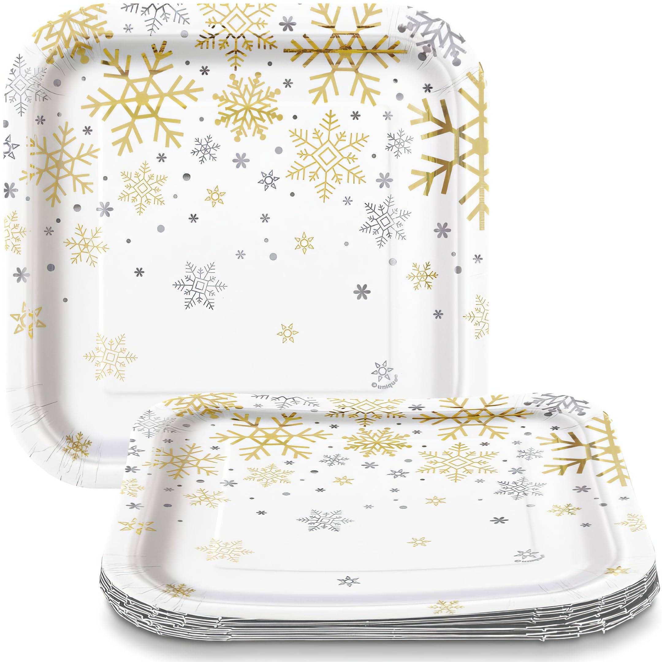 Silver And Gold Christmas Paper Plates Amscan Shining Season 9"