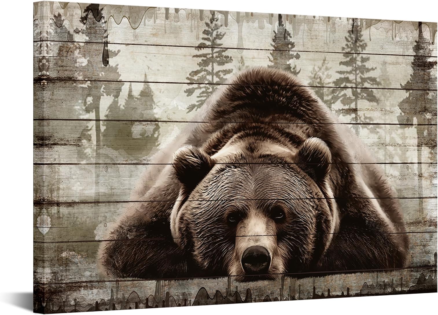 Amazon.com: Wexford Home Black Bear On Blue Gallery Wrapped Canvas Wall ...