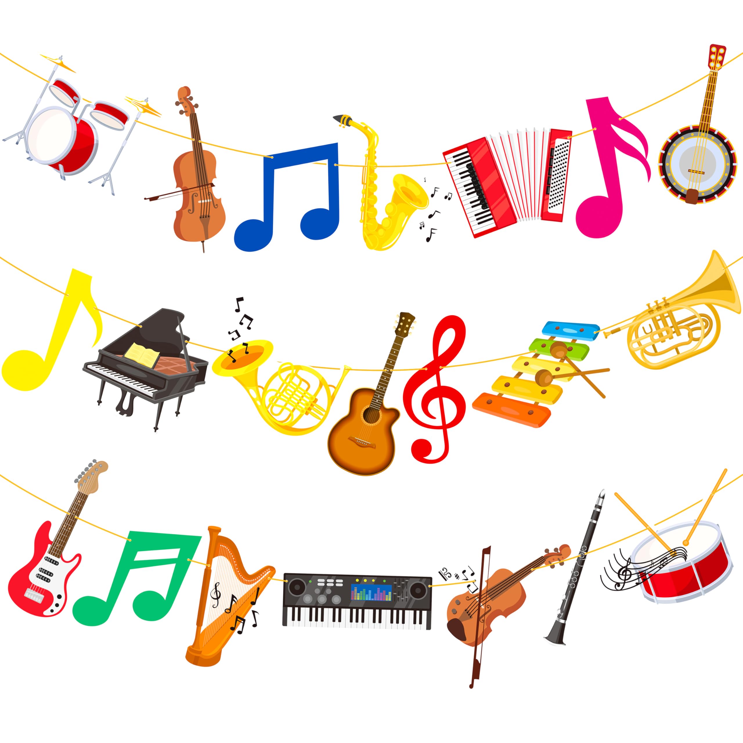 Amazon.com: 2pcs Music Party Banners Musical Birthday Party Decorations ...